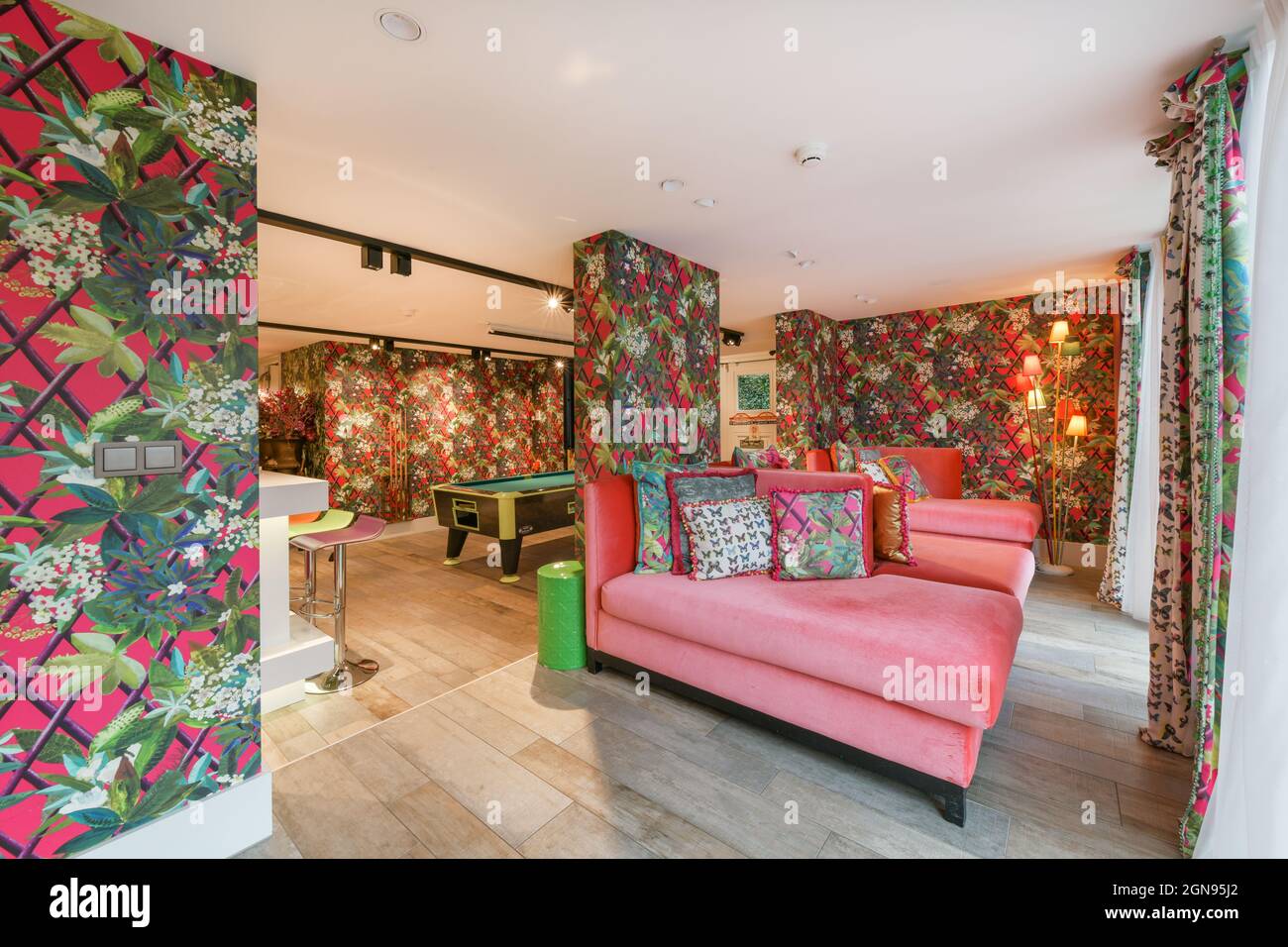 Cozy lounge zone in the modern house with exclusive design Stock Photo ...