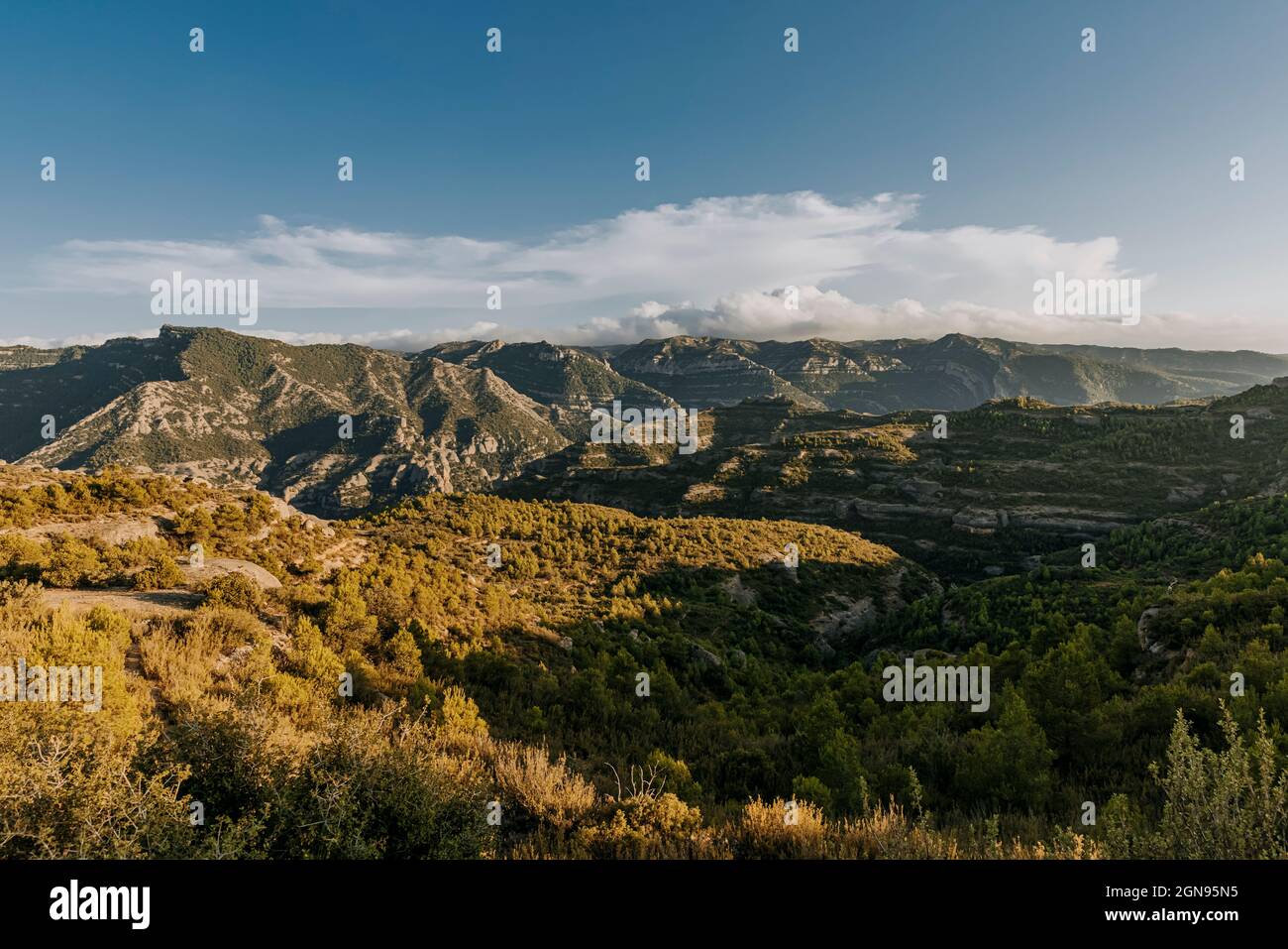 Aerial view of Les Garrigues mountains at early dusk Stock Photo - Alamy