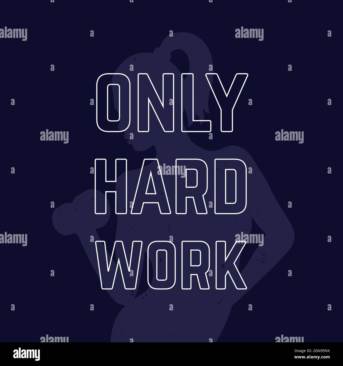 Only hard work, poster design with fit woman Stock Vector Image & Art ...