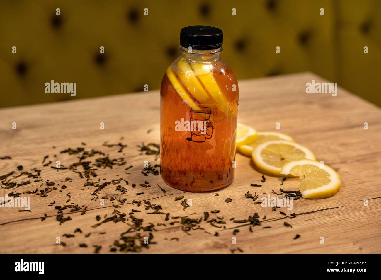 Hong Kong lemon tea, Chinese tea in a bottle Stock Photo - Alamy