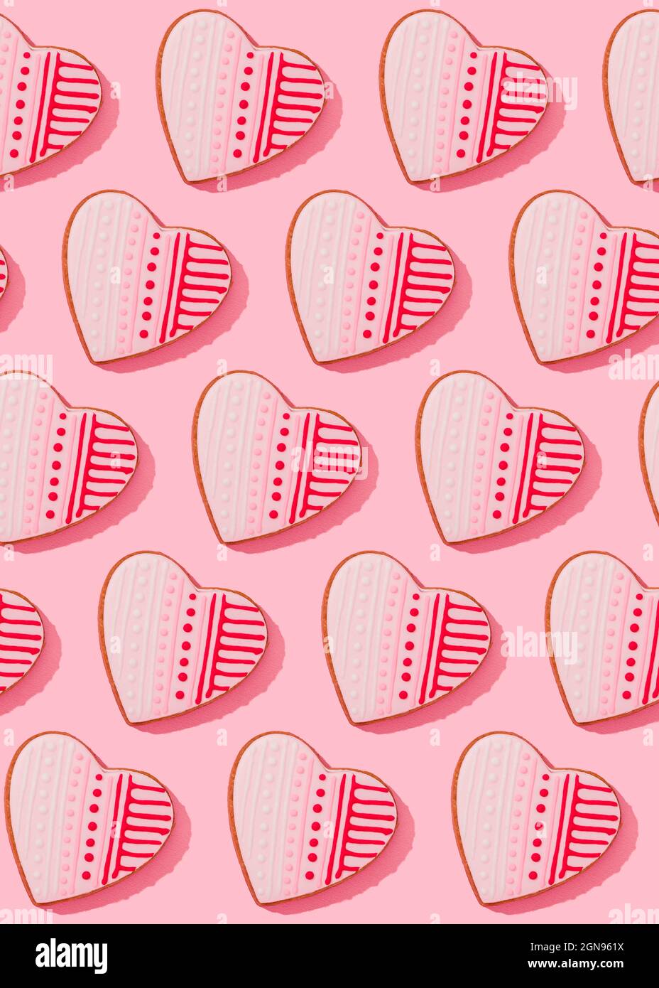 Studio shot of two heart shaped pies connected with dotted line Stock ...