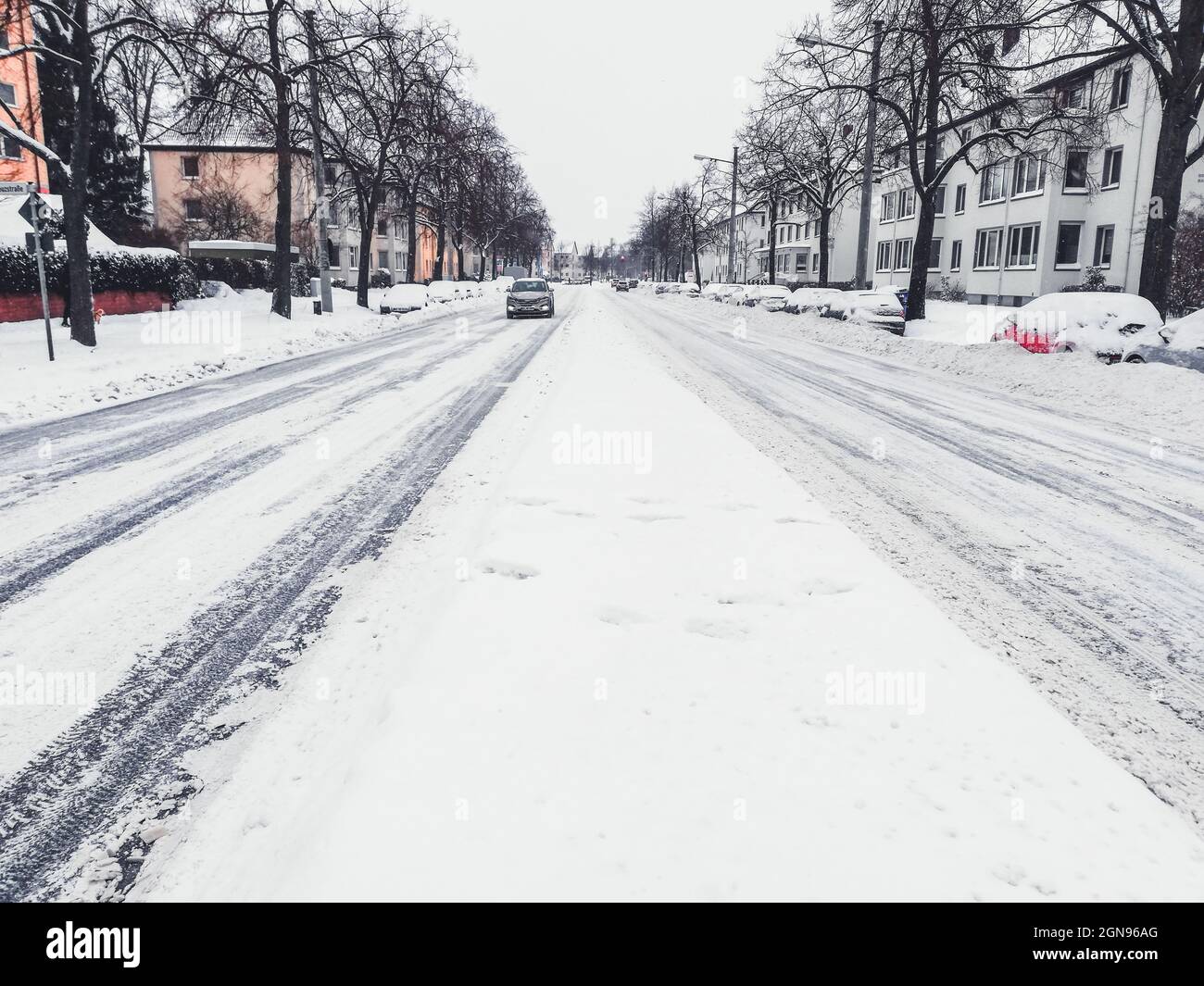 Winter landscape in the city of Braunschweig, Germany. Snow covered ...