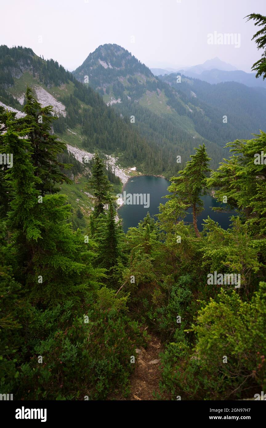 Alpine lake view from above in the north cascades Stock Photo - Alamy