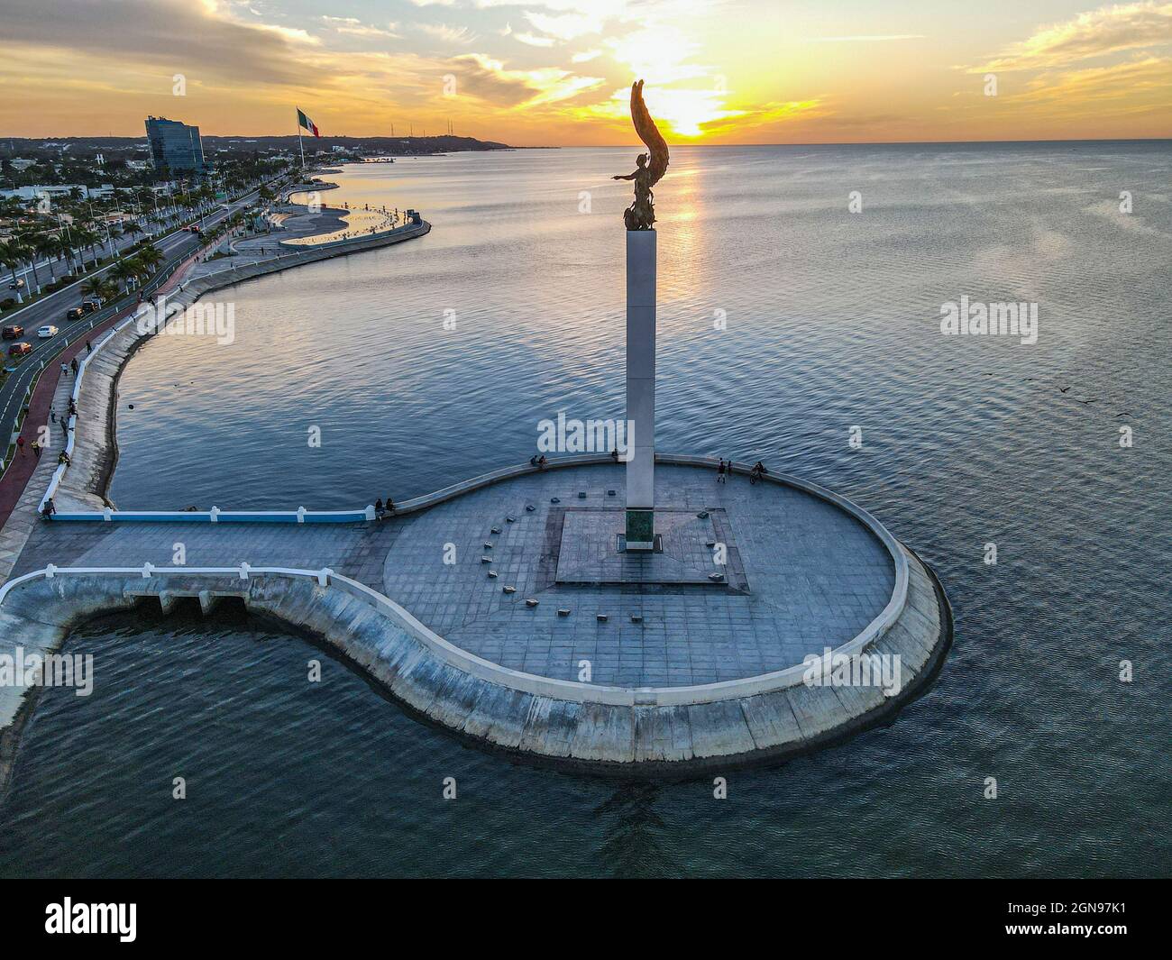 Mexico, Campeche, San Francisco de Campeche, Aerial view of Angel Maya ...