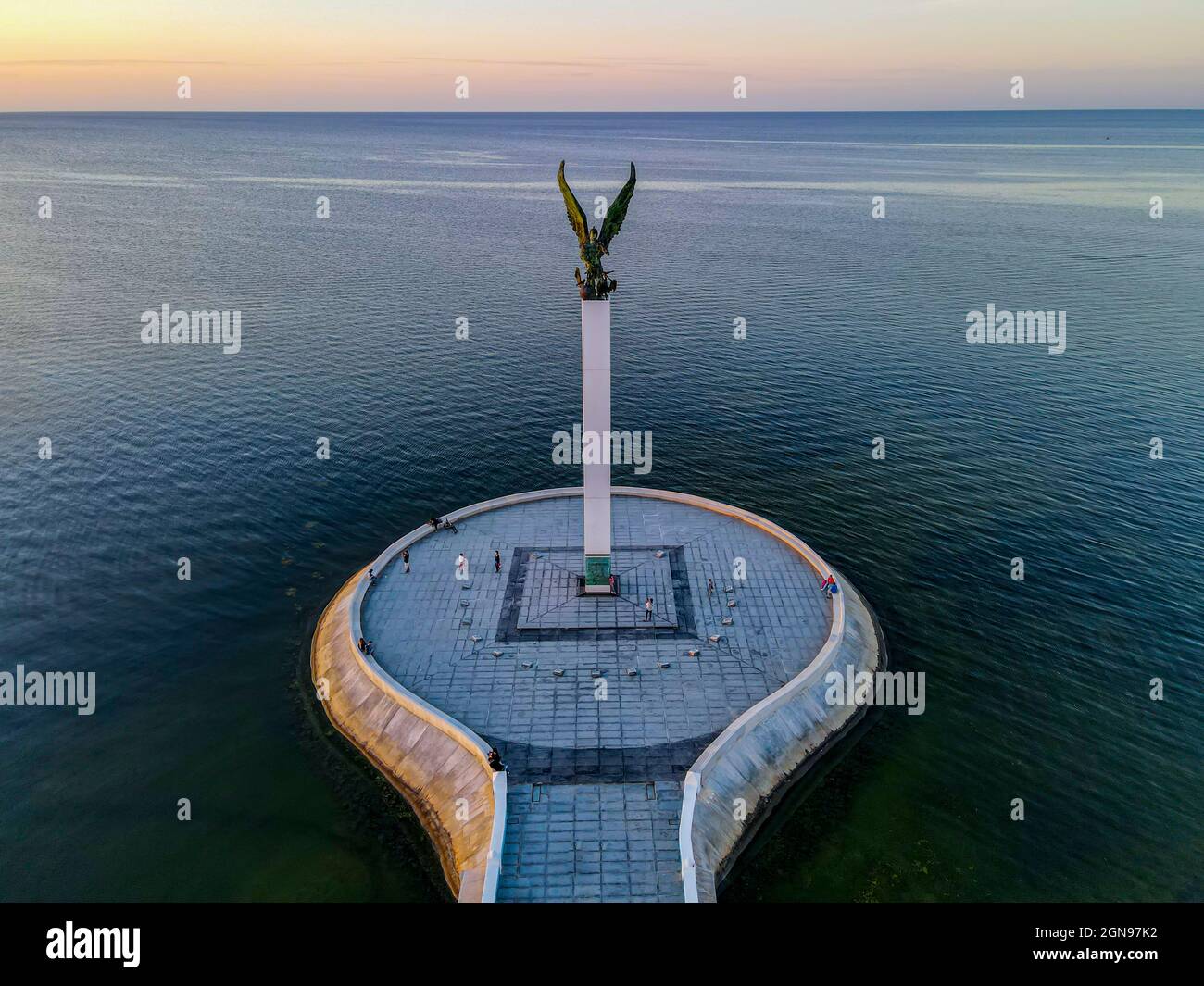 Mexico, Campeche, San Francisco de Campeche, Aerial view of Angel Maya ...