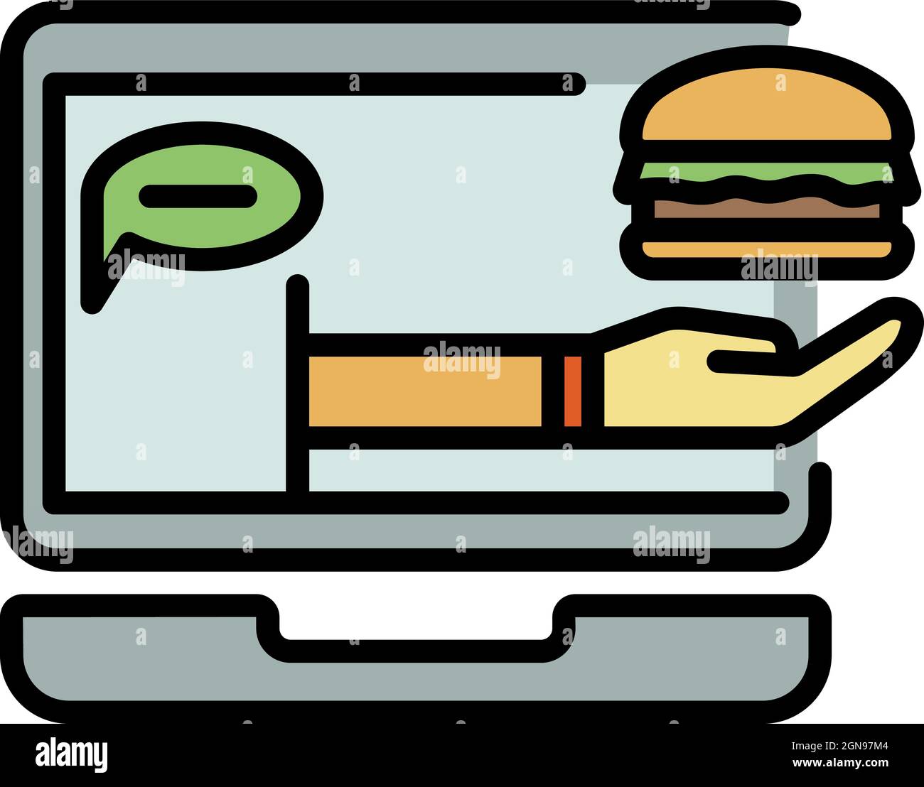 Online food ordering icon. Outline online food ordering vector icon ...