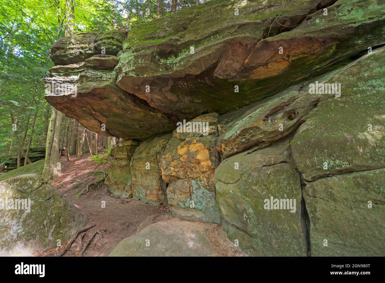 Sandstone Overhang Hiding in the Forest in Cuyahoga Valley National ...