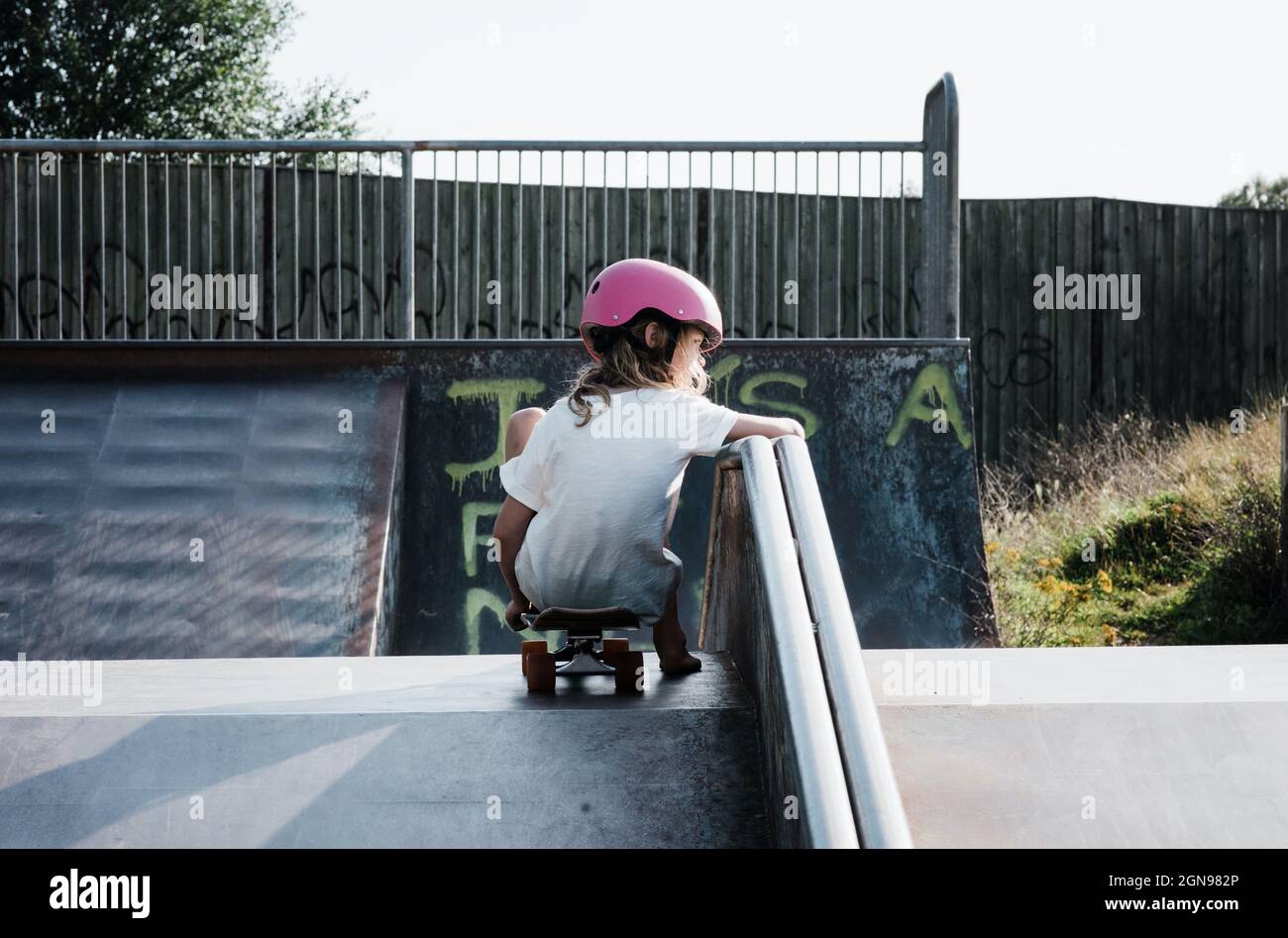 girl skateboarding at an urban skate park in the UK Stock Photo - Alamy