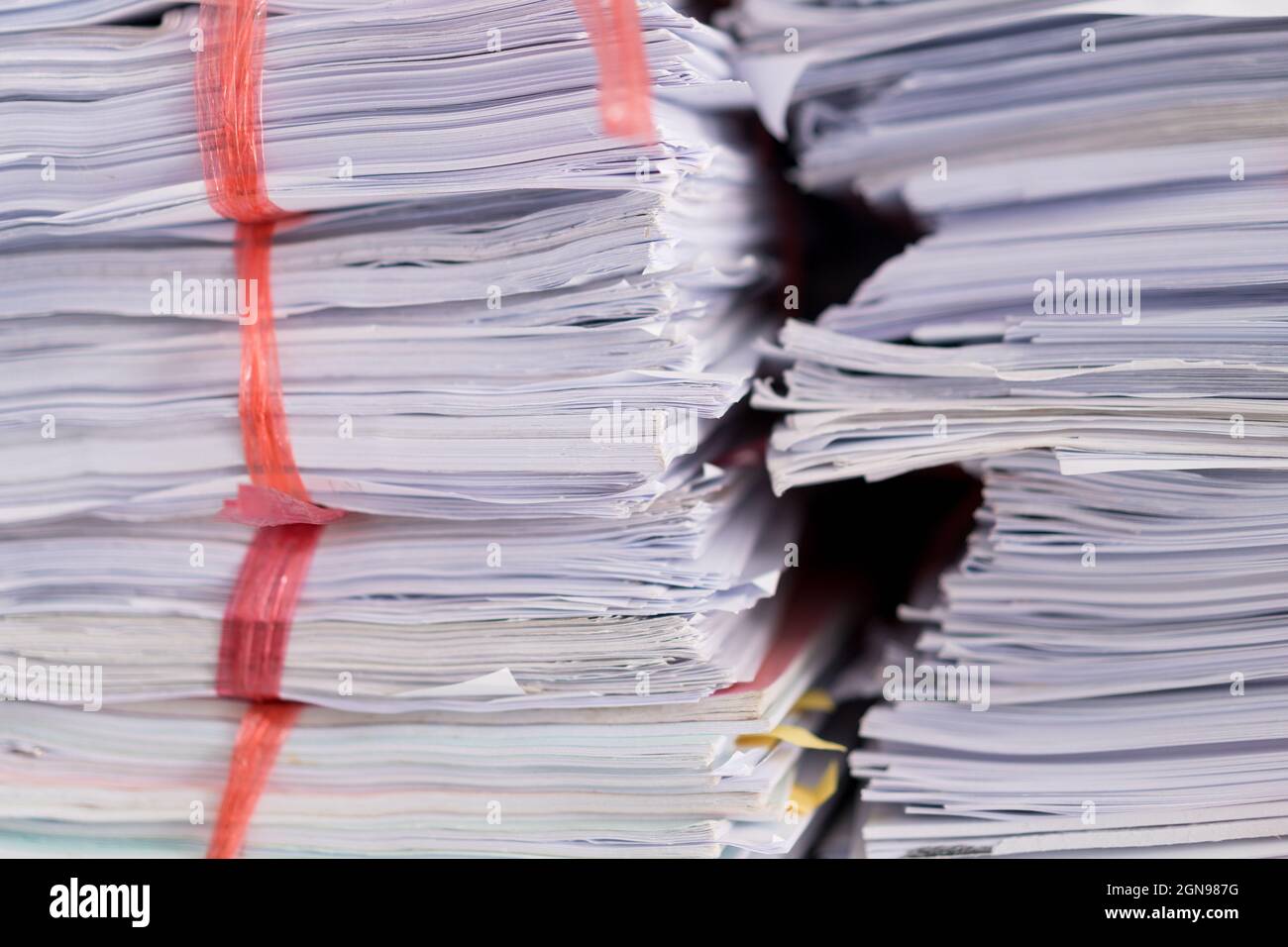 Stack of used paper and old documents packed and ready to be sent out ...