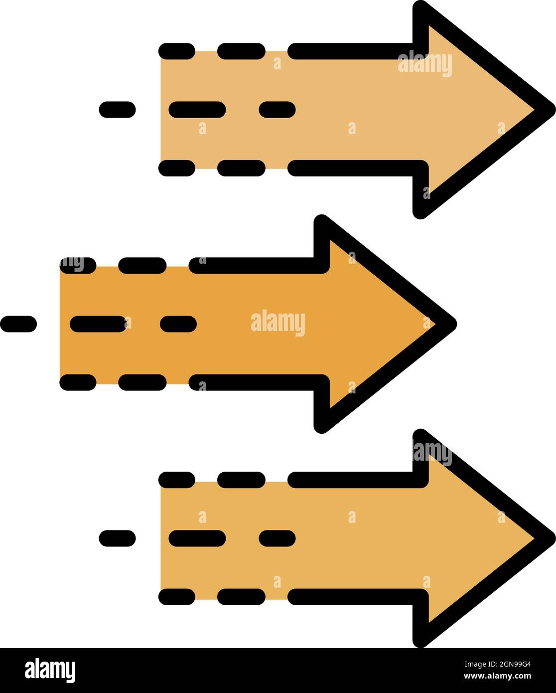 Three arrows icon. Outline three arrows vector icon color flat isolated ...