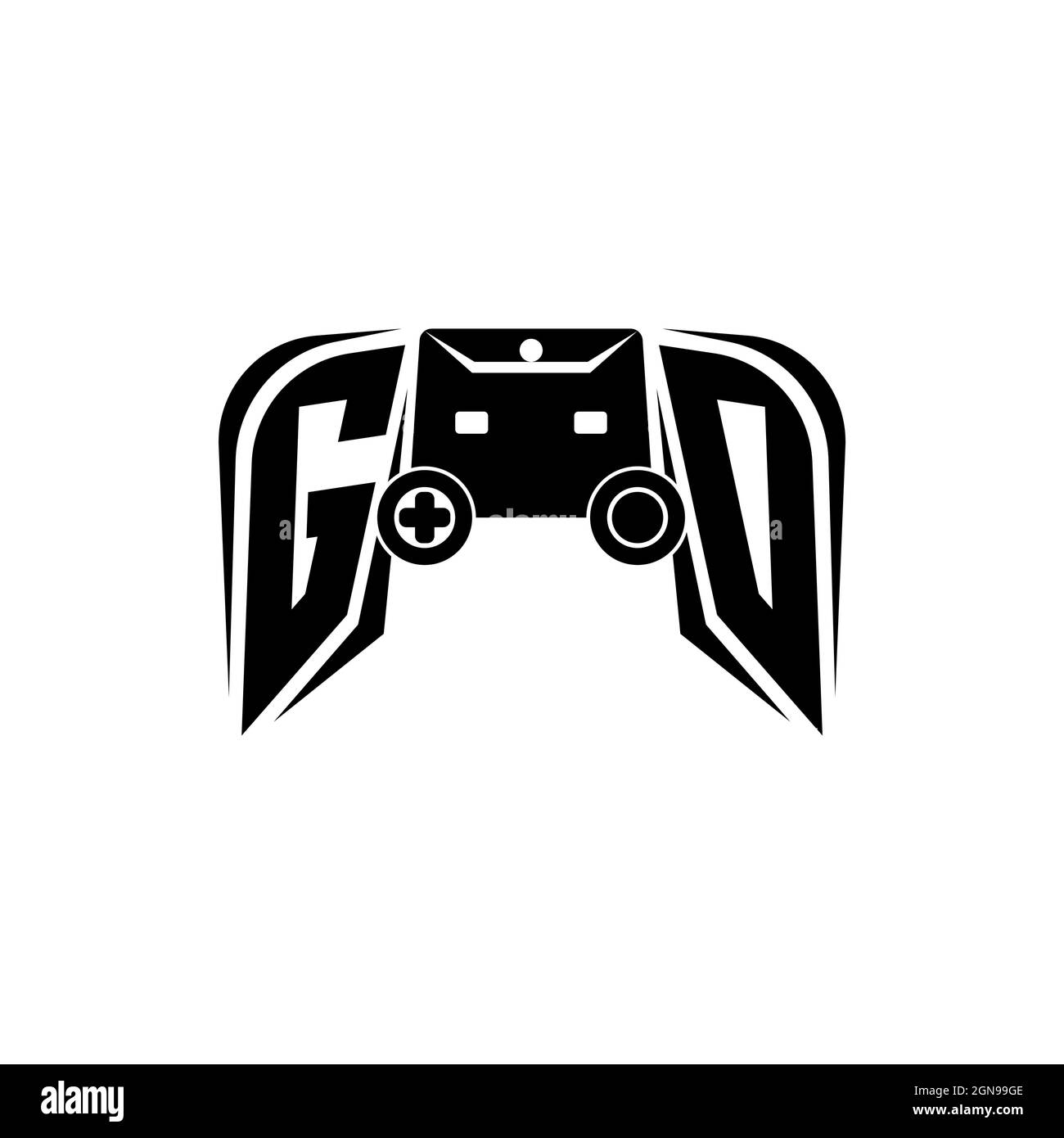 GO Initial ESport gaming logo. Game console shape style vector template ...