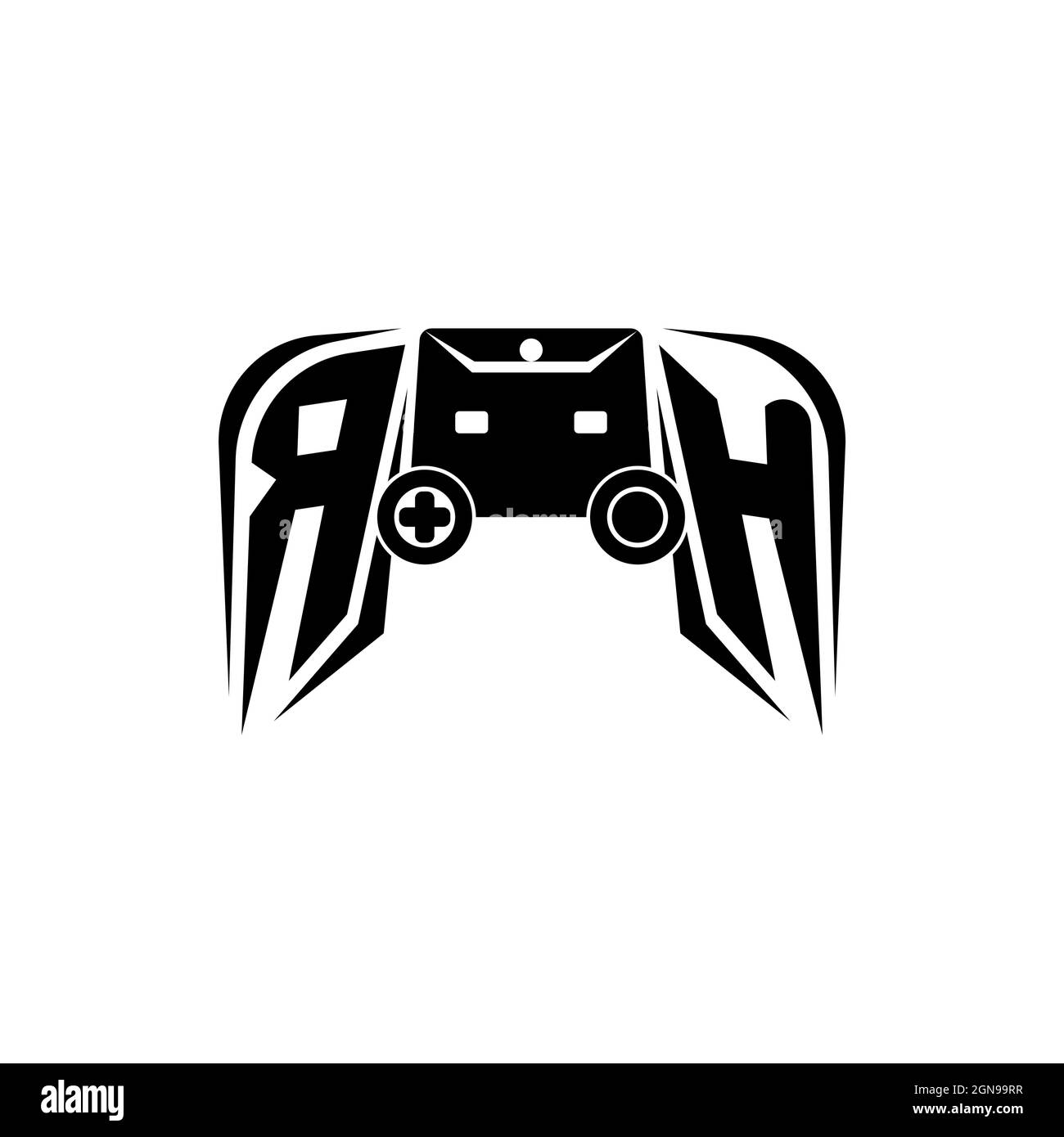 RH Initial ESport gaming logo. Game console shape style vector template ...