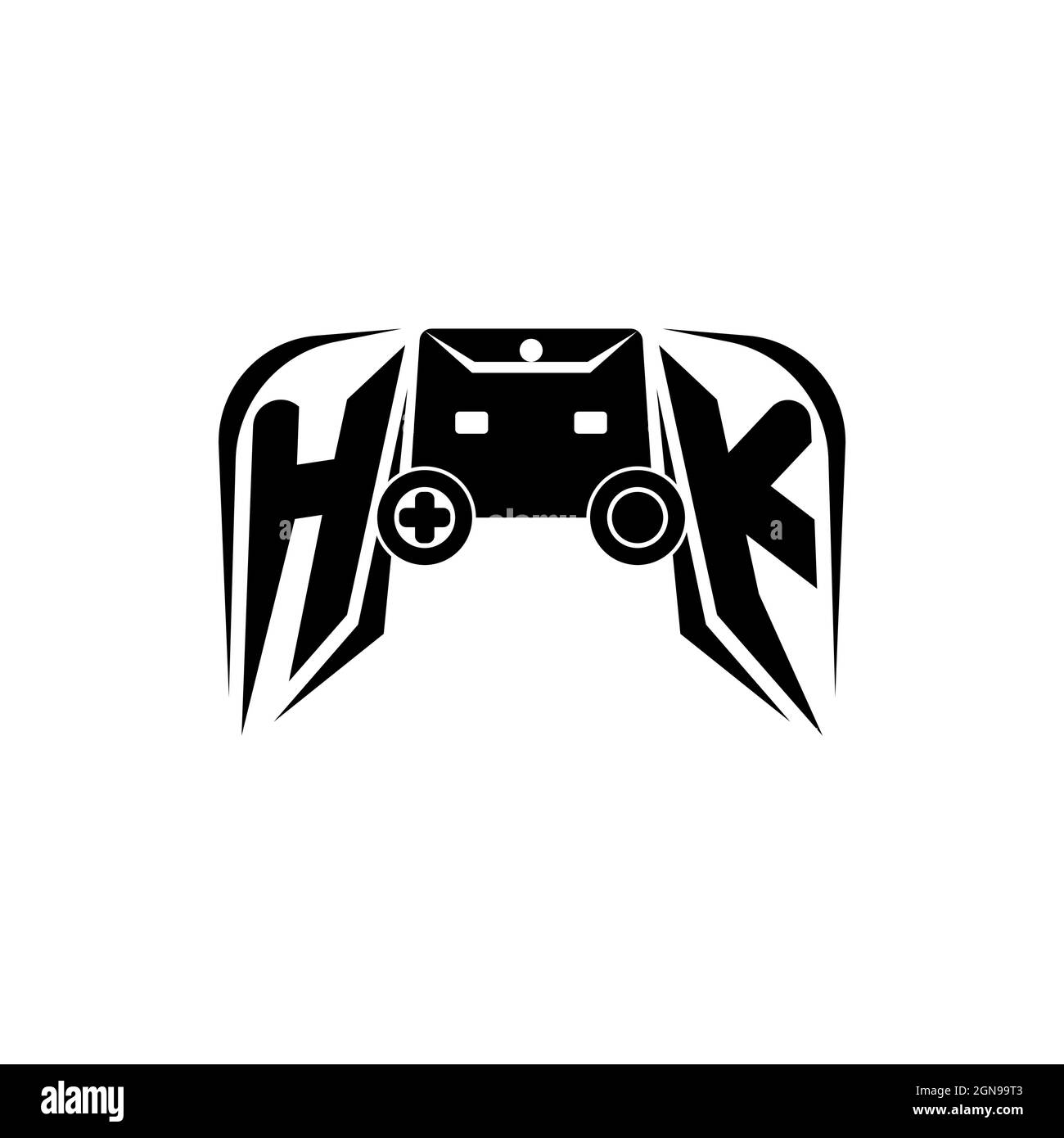 HK Initial ESport gaming logo. Game console shape style vector template ...