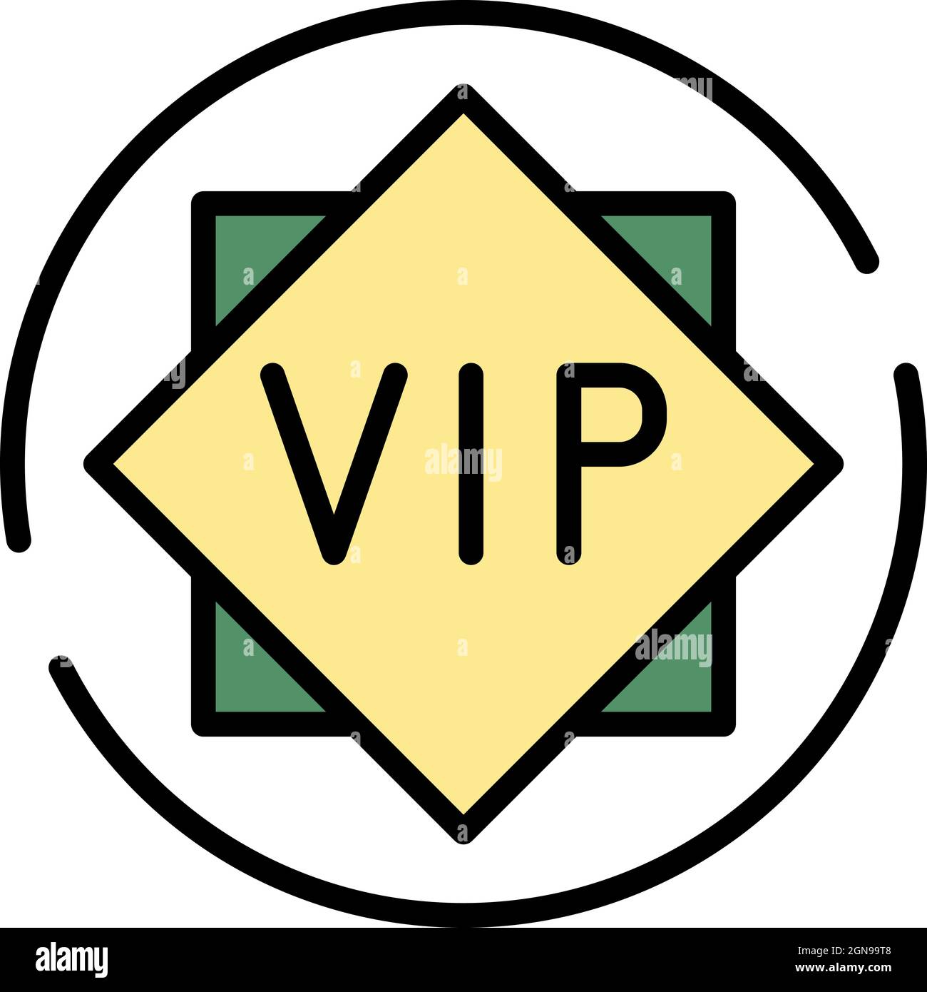 VIP sign icon. Outline VIP sign vector icon color flat isolated Stock ...