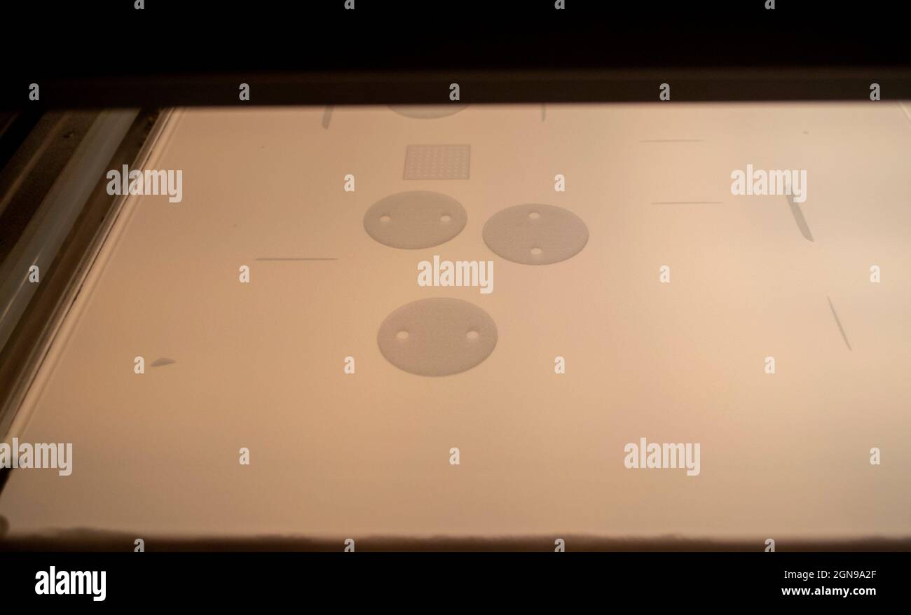 Industrial professional powder 3D printer printing process Stock Photo ...