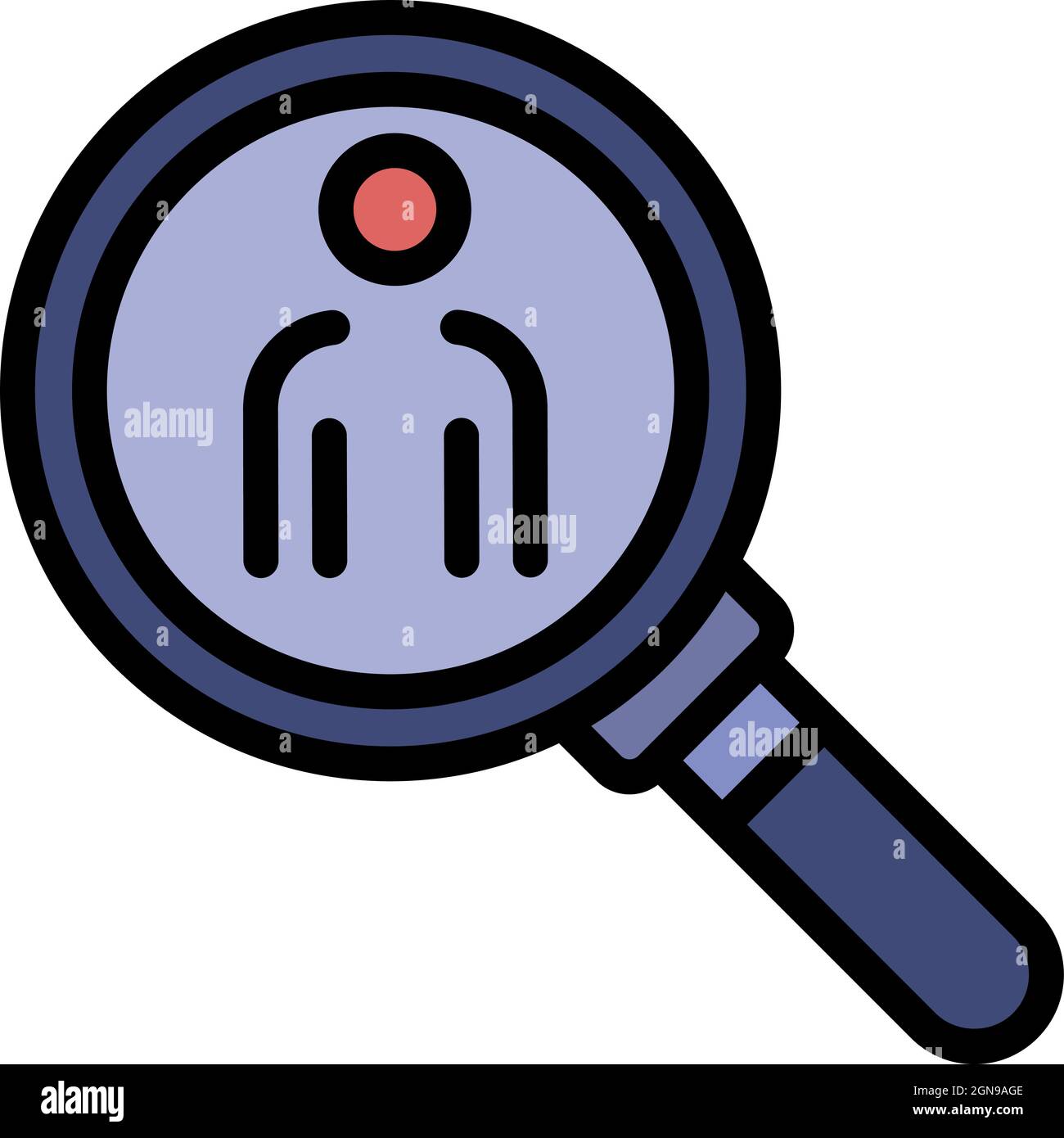 Person under the magnifier icon. Outline person under the magnifier ...