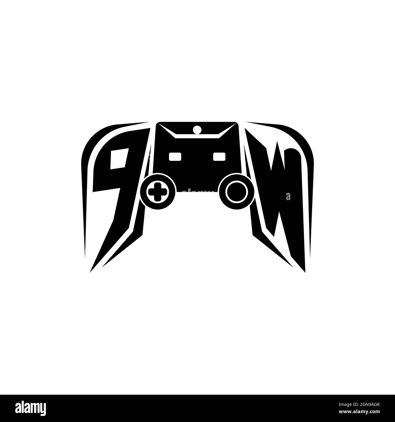 PW Initial ESport gaming logo. Game console shape style vector template ...