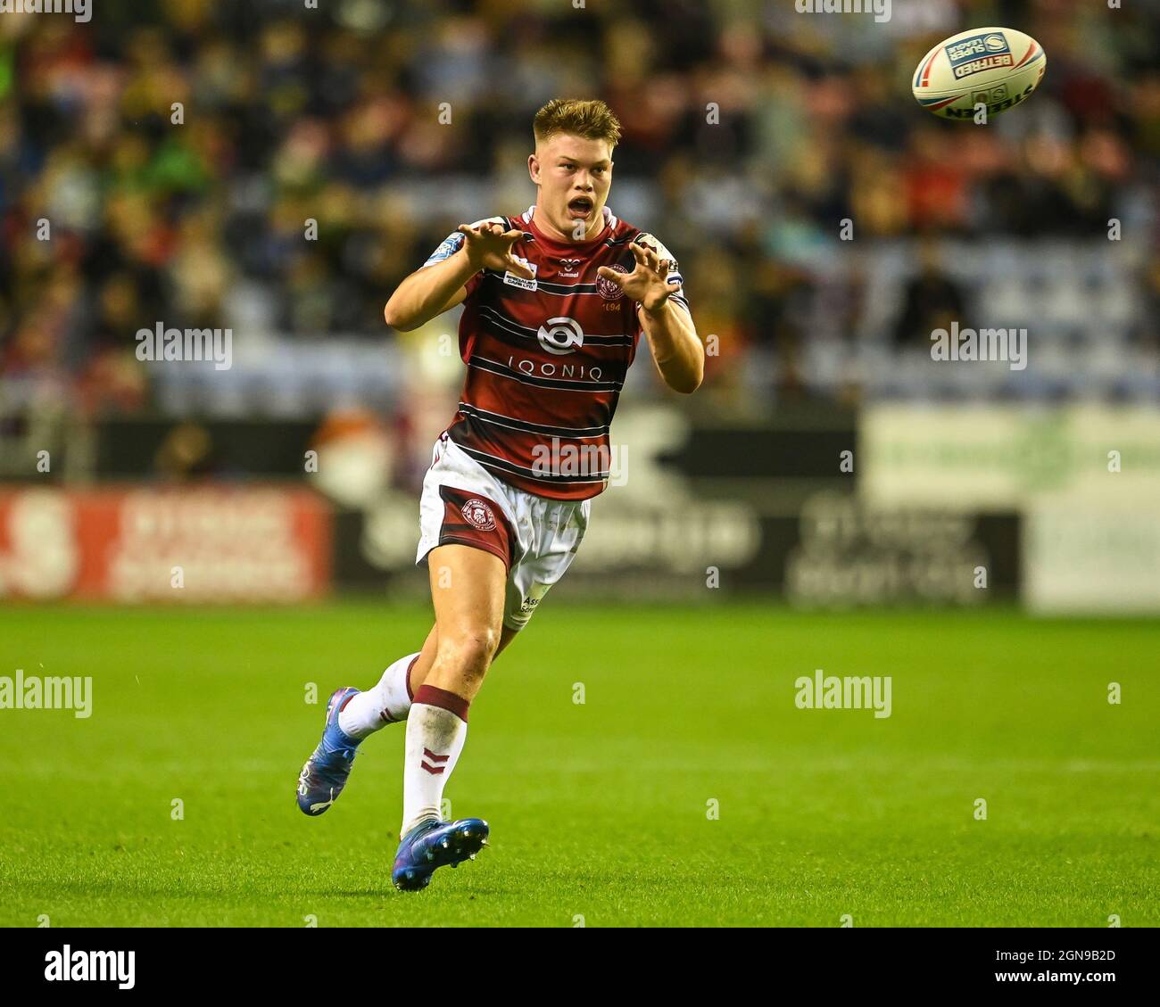 Morgan Smithies (15) of Wigan Warriors in action in, on 9/23/2021 ...