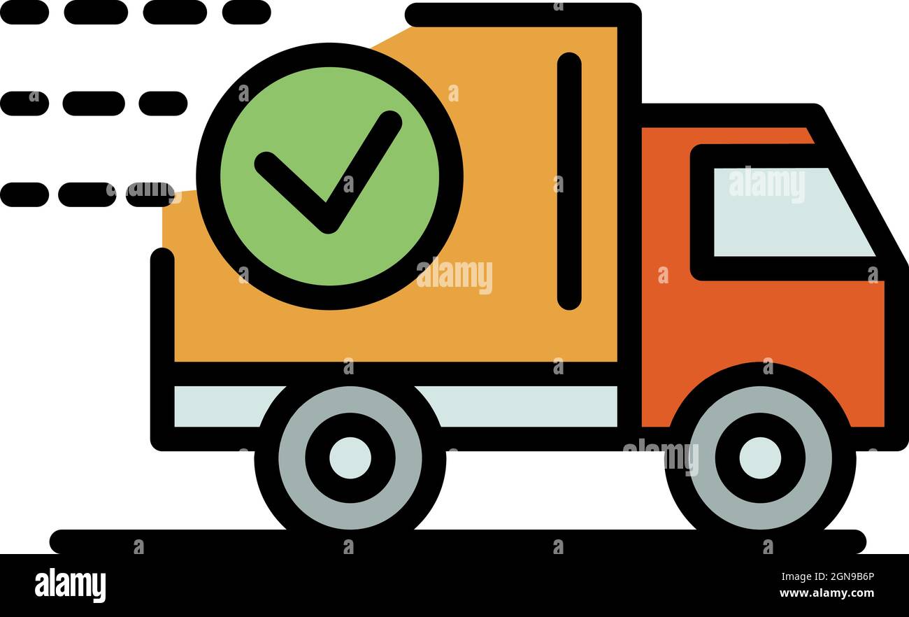 Food delivery truck icon. Outline food delivery truck vector icon color ...