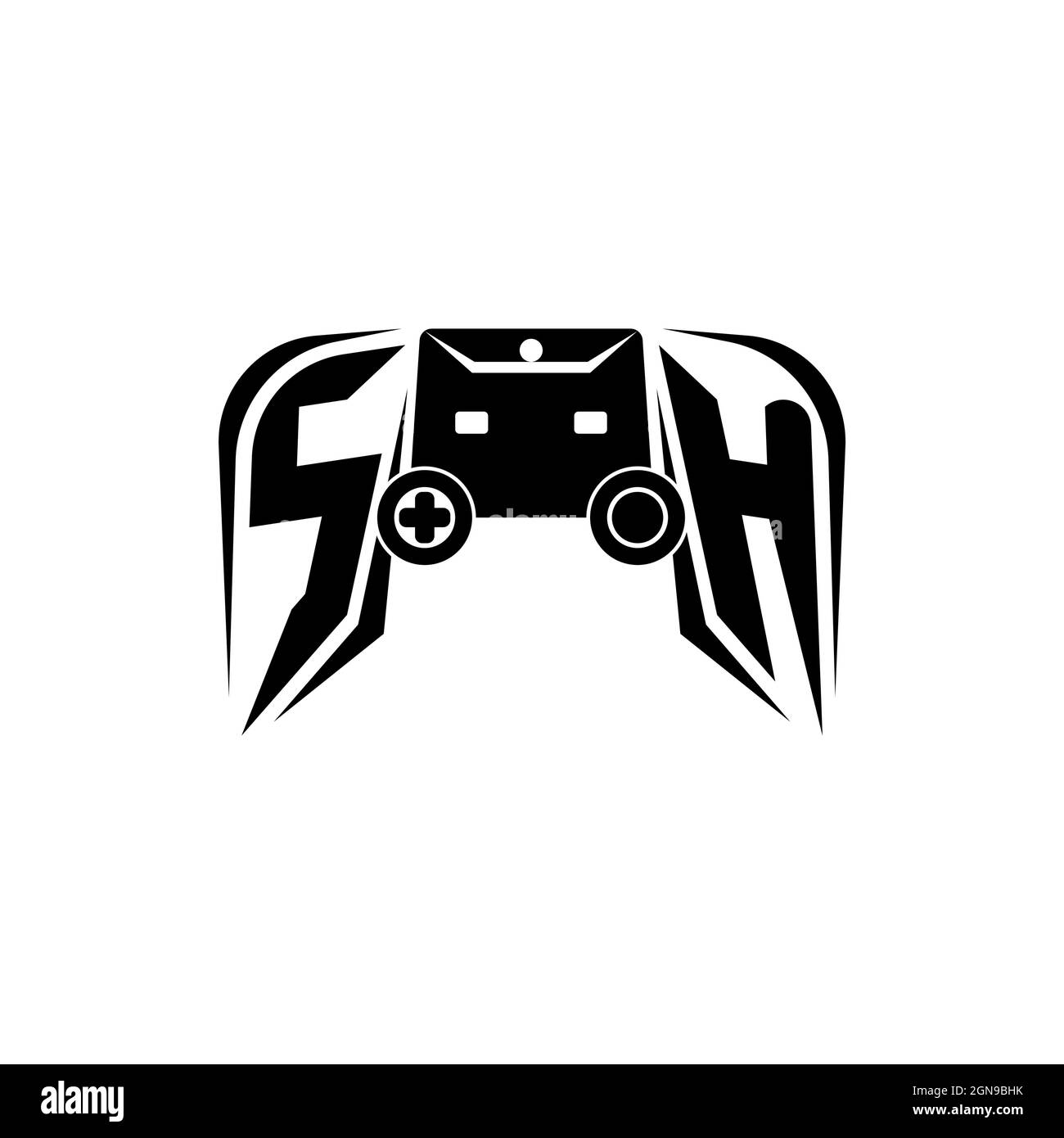 SH Initial ESport gaming logo. Game console shape style vector template ...