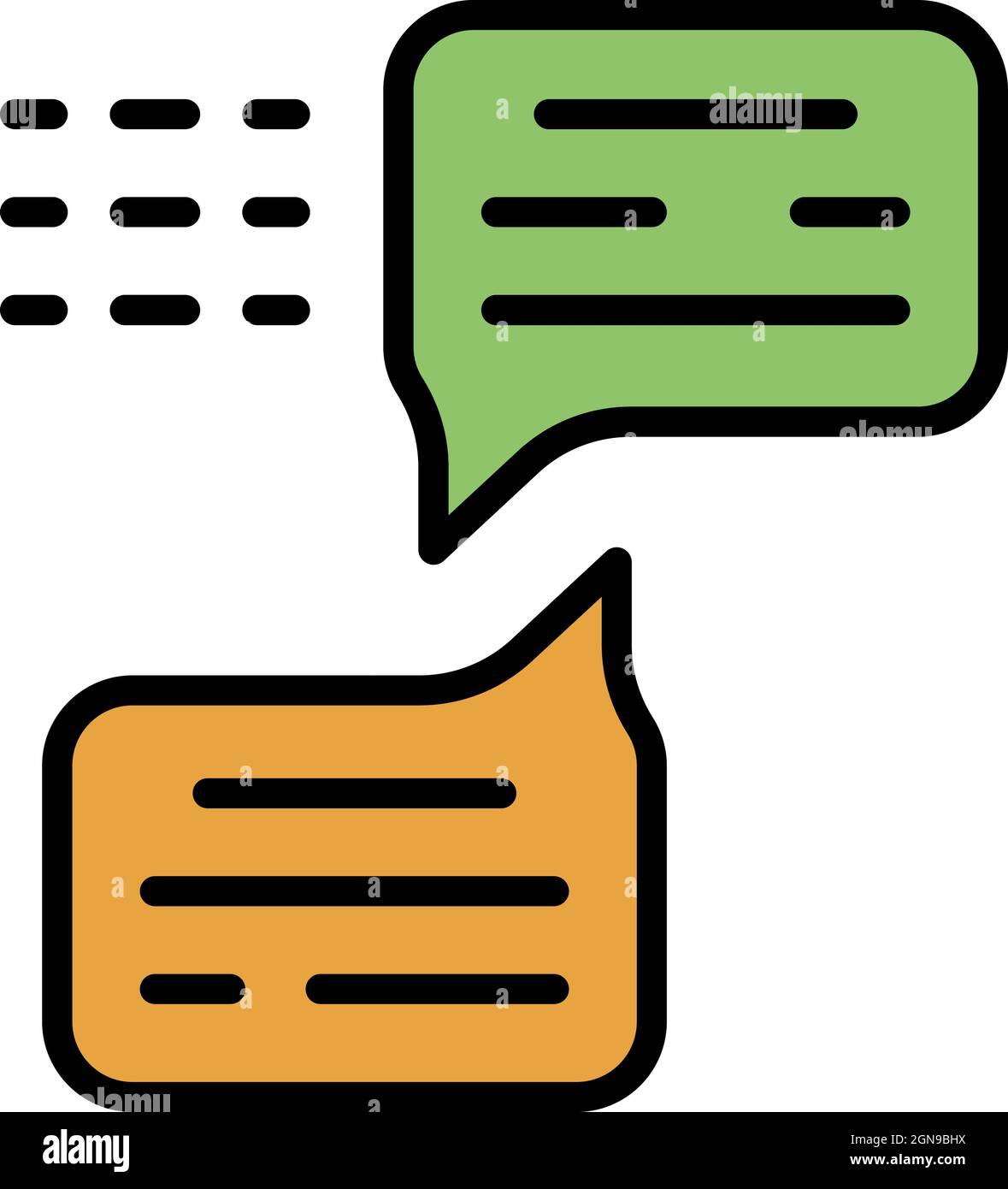 Chat bubble with text icon. Outline chat bubble with text vector icon ...
