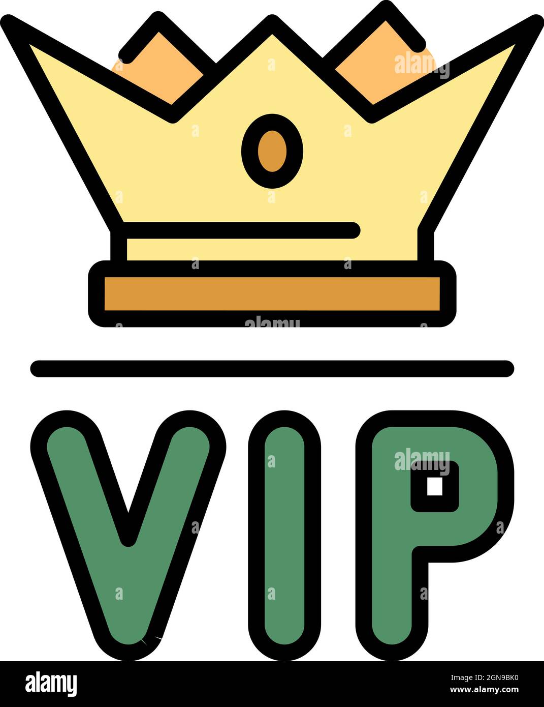 VIP crown icon. Outline VIP crown vector icon color flat isolated Stock ...
