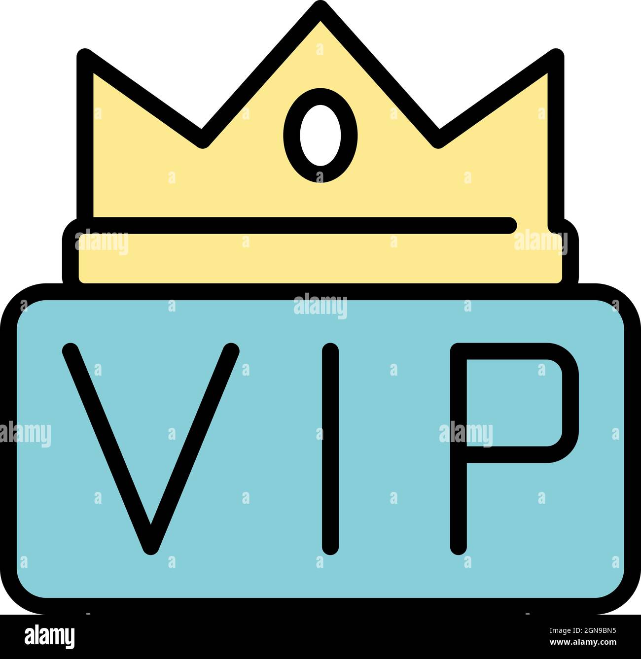 Crown on the inscription VIP icon. Outline crown on the inscription VIP ...