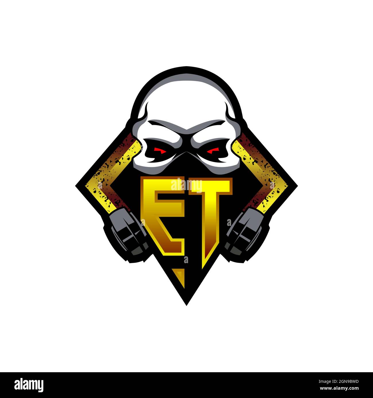 ET Logo monogram with Skull Shape designs template vector icon modern ...