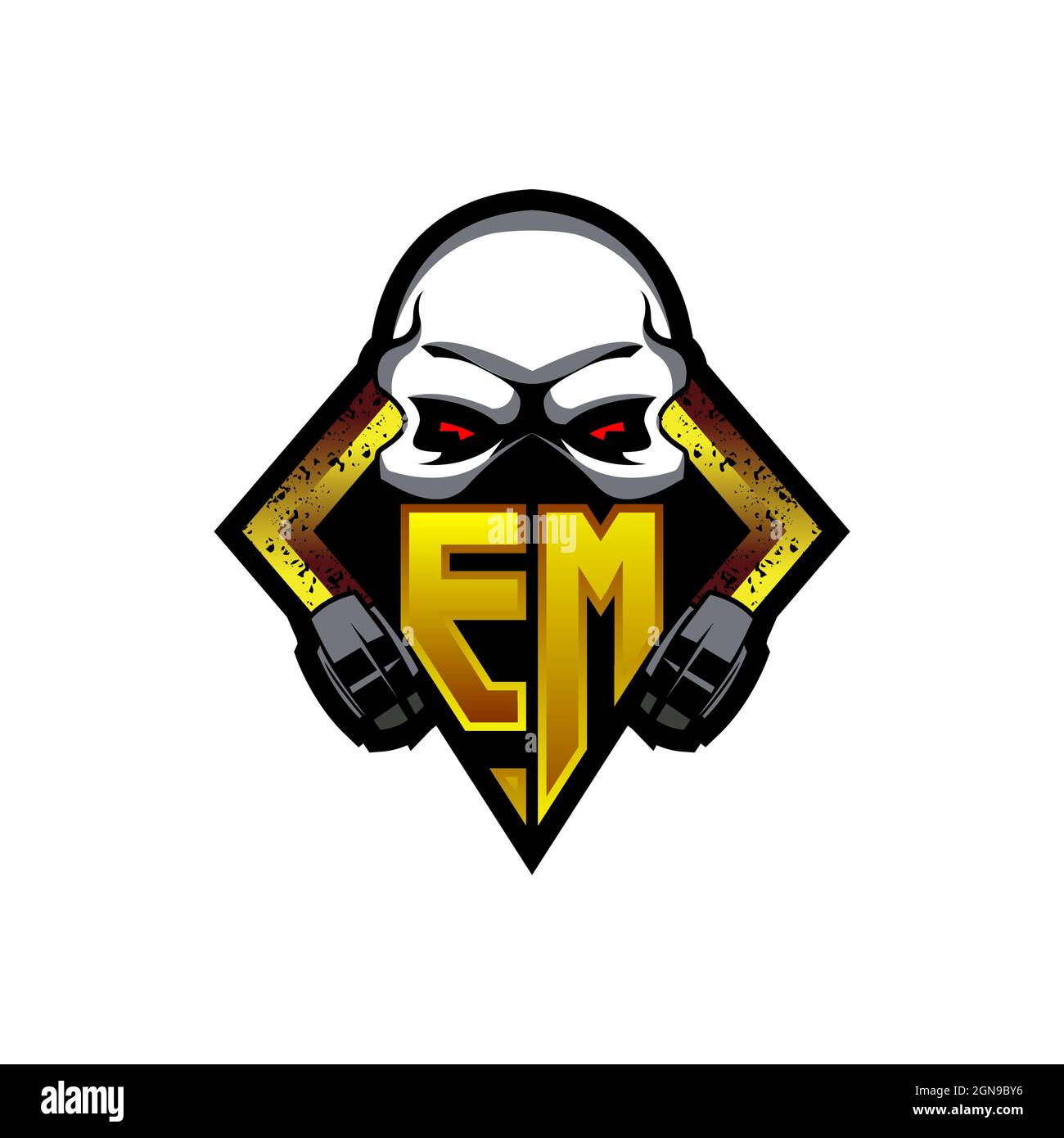 EM Logo monogram with Skull Shape designs template vector icon modern ...