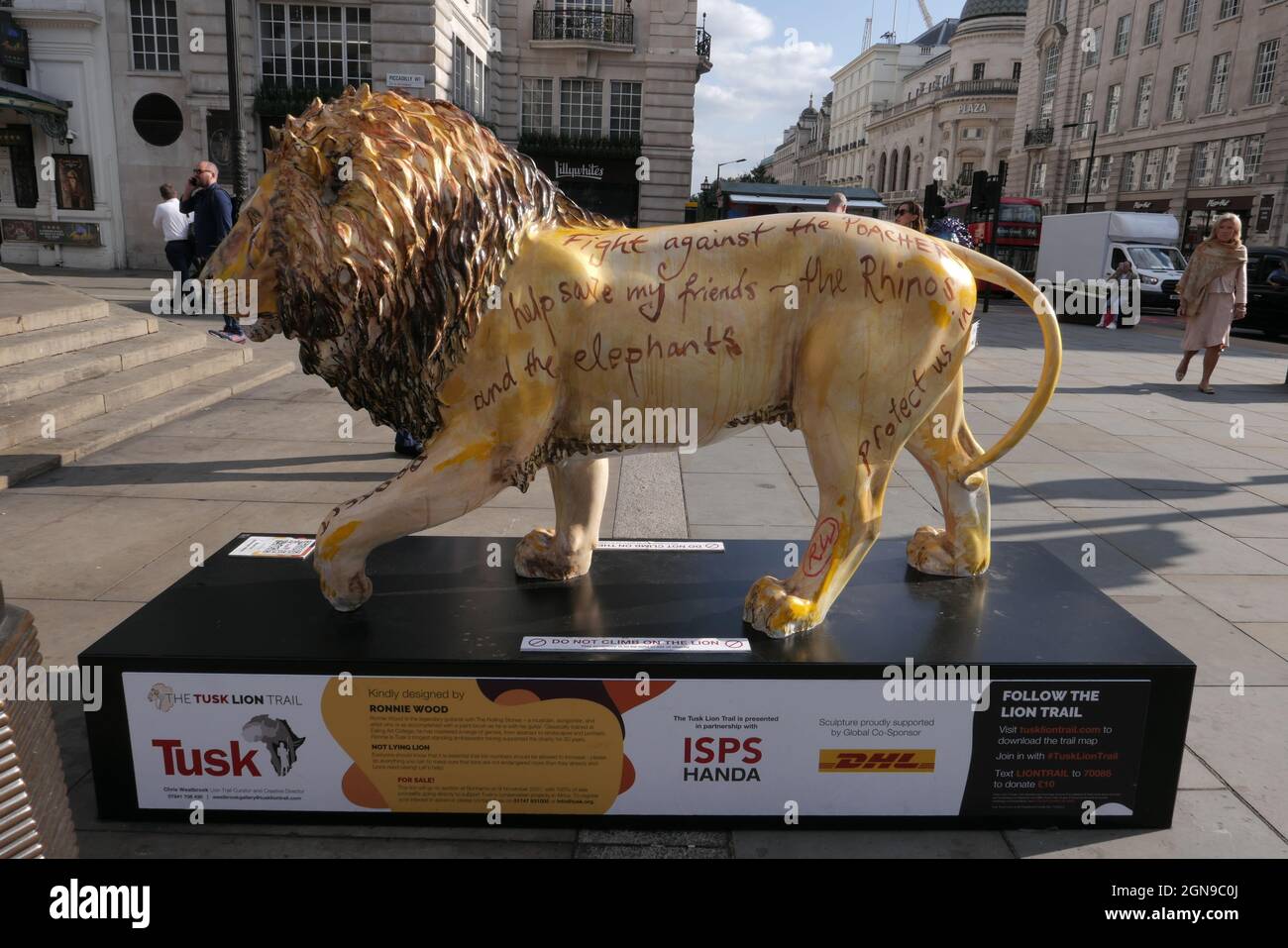 Life sized lion sculptures designed by celebrities including Ronnie ...