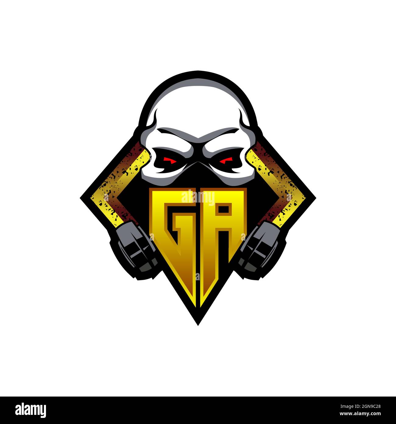 GA Logo monogram with Skull Shape designs template vector icon modern ...
