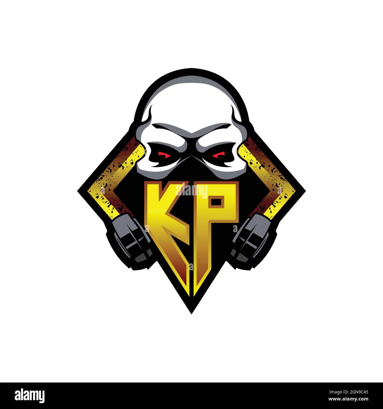 KP Logo monogram with Skull Shape designs template vector icon modern ...
