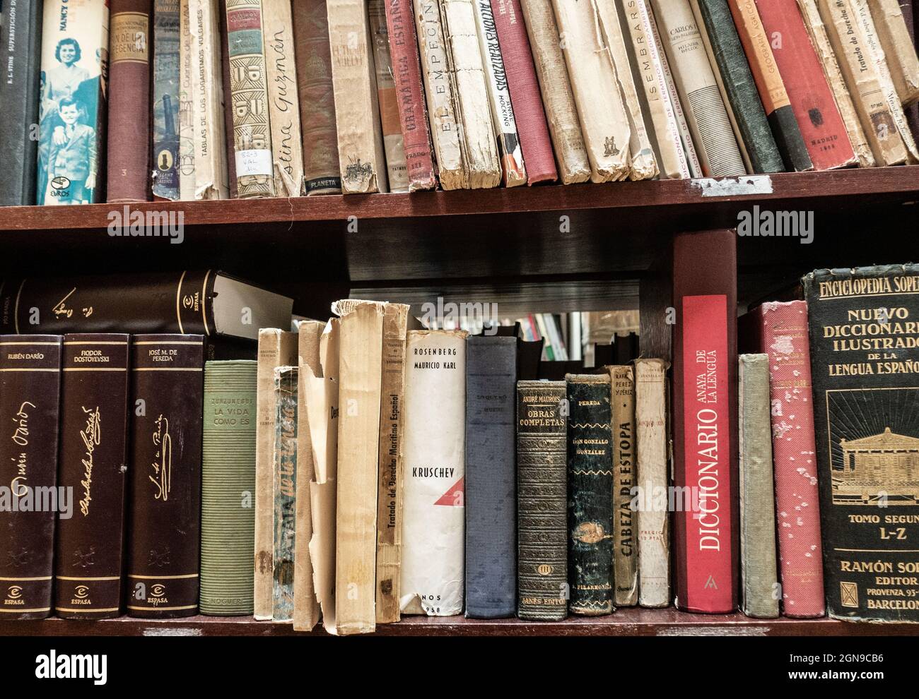 Old books in charity shop in Spain Stock Photo - Alamy