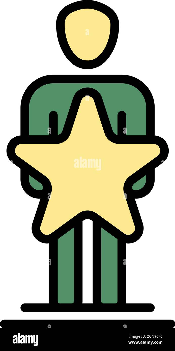 Man star icon. Outline man star vector icon color flat isolated Stock ...