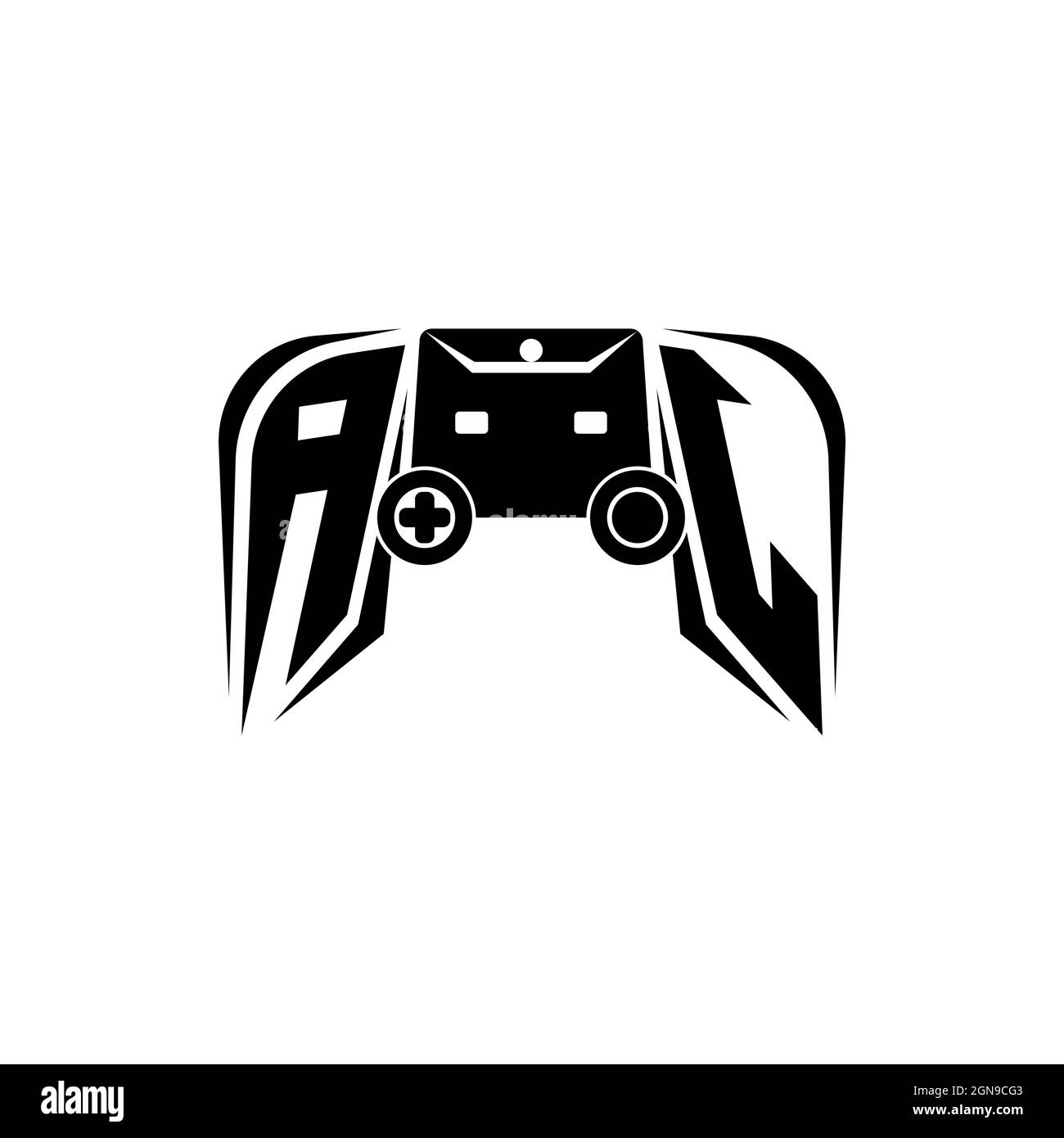 AJ Initial ESport gaming logo. Game console shape style vector template ...