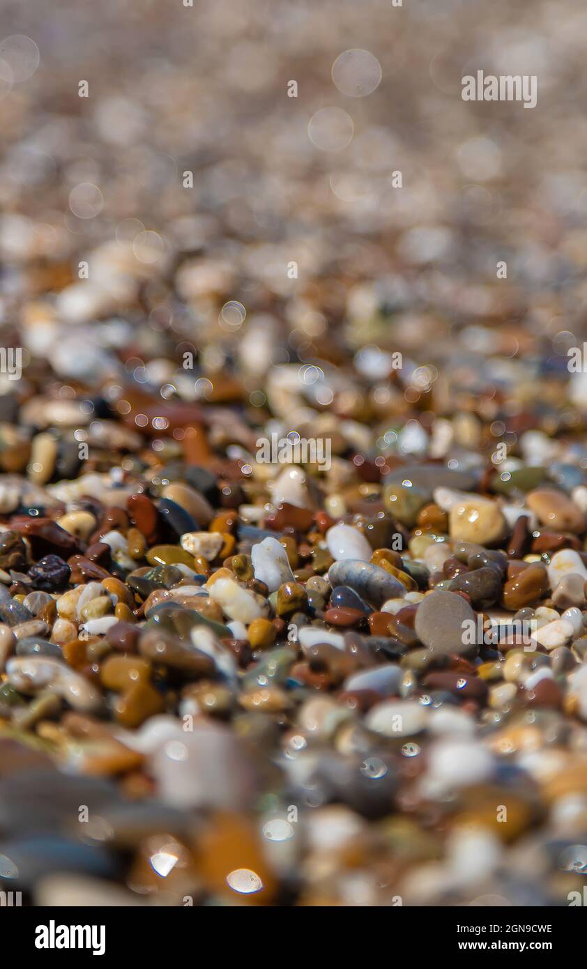 Pebbles are beautiful pebbles on the sea. Selective focus. Nature Stock ...