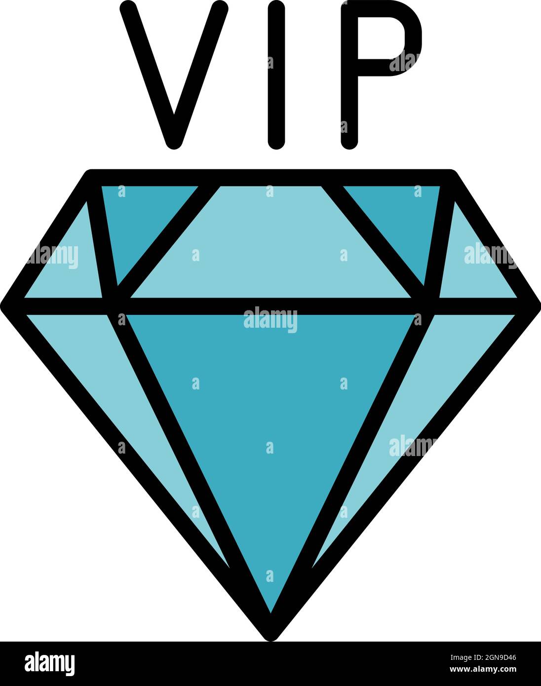 VIP diamond icon. Outline VIP diamond vector icon color flat isolated ...