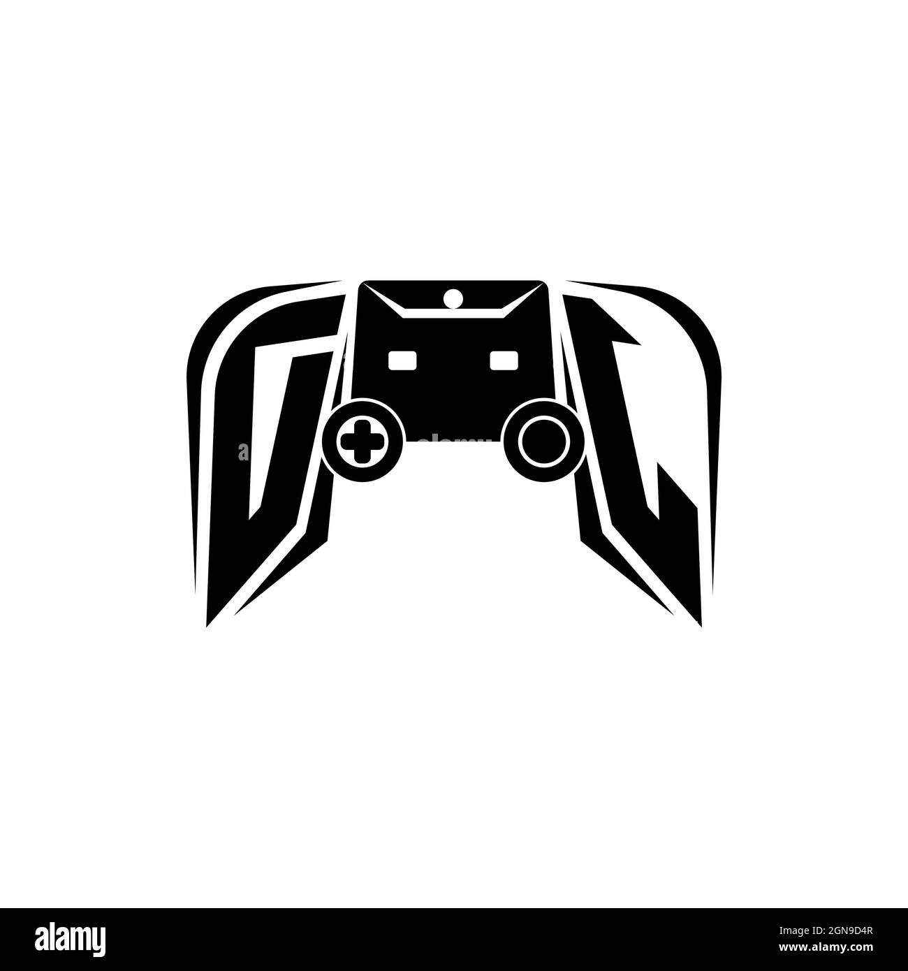 DJ Initial ESport gaming logo. Game console shape style vector template ...