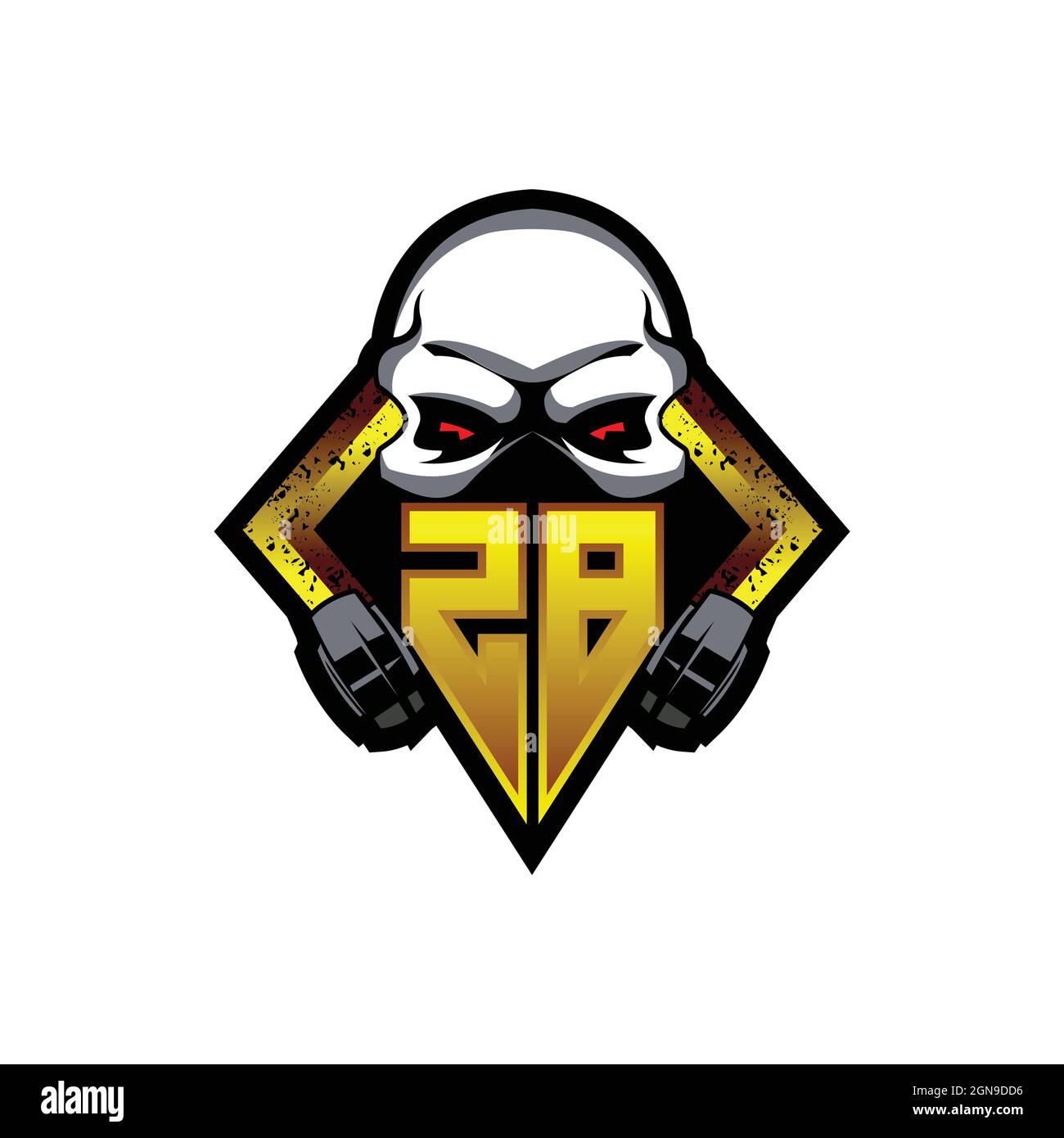 ZB Logo monogram with Skull Shape designs template vector icon modern ...