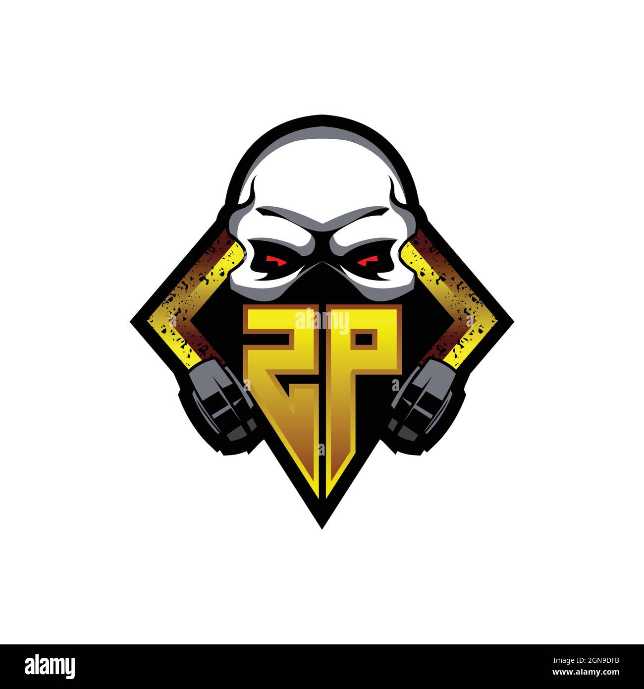 ZP Logo monogram with Skull Shape designs template vector icon modern ...