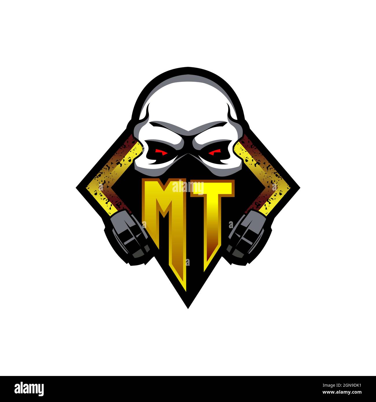 MT Logo monogram with Skull Shape designs template vector icon modern ...