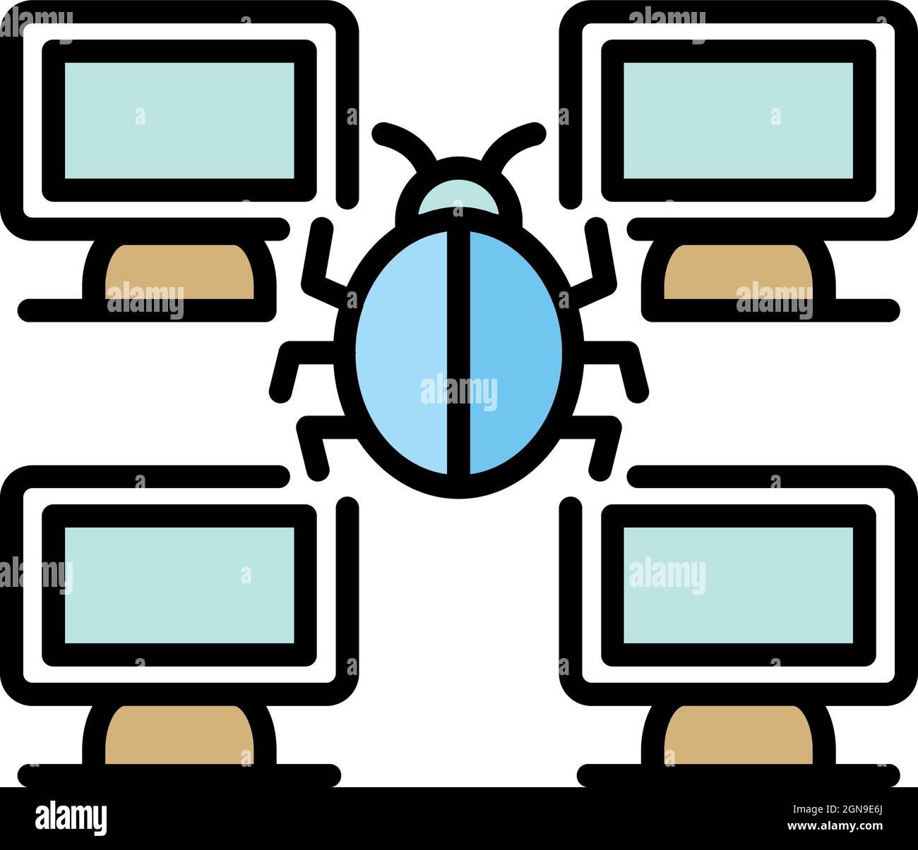 Computer network bug icon. Outline computer network bug vector icon ...
