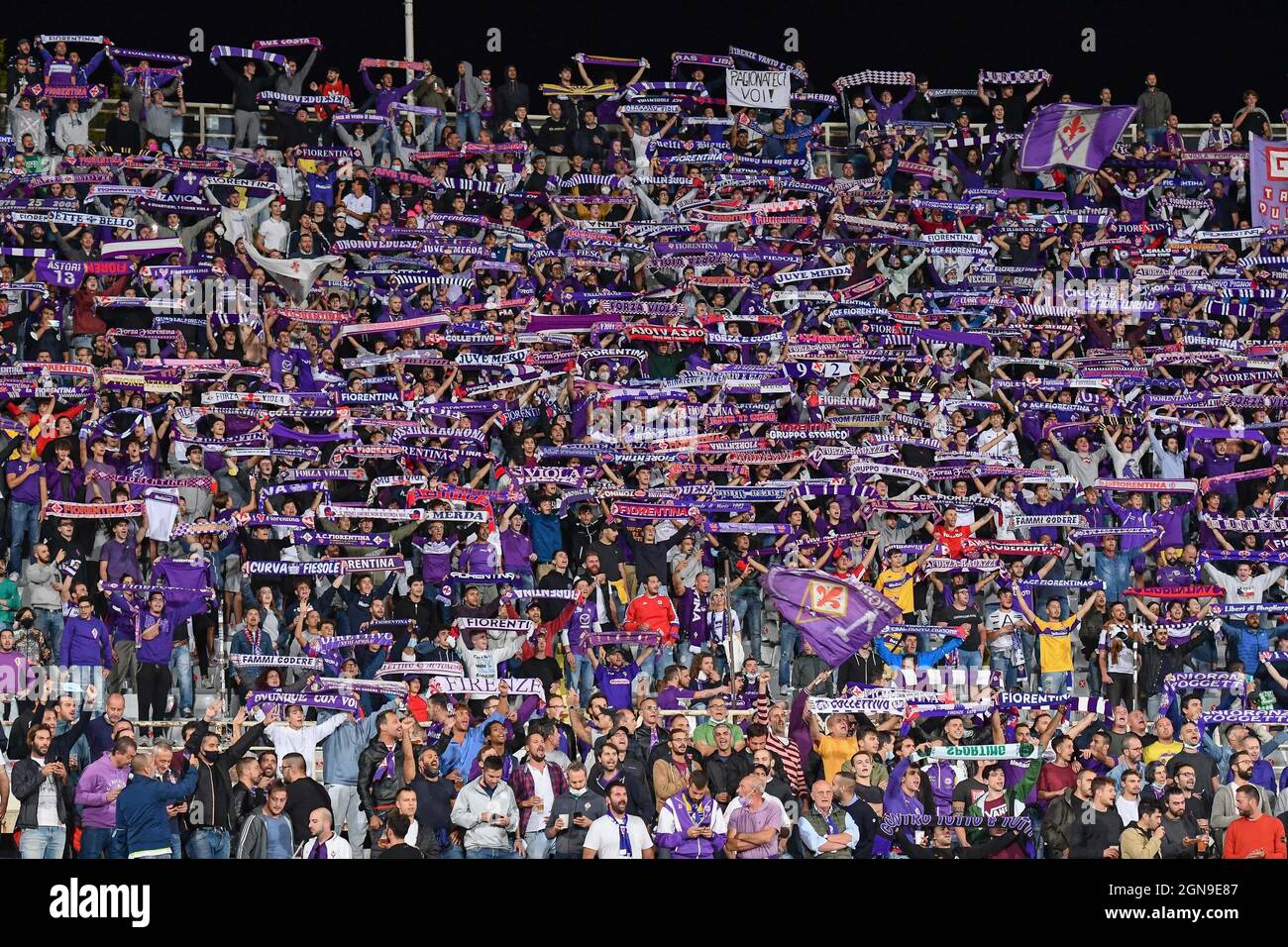 Florence, Italy. 21st Sep, 2021. Fiorentina fans during ACF Fiorentina ...