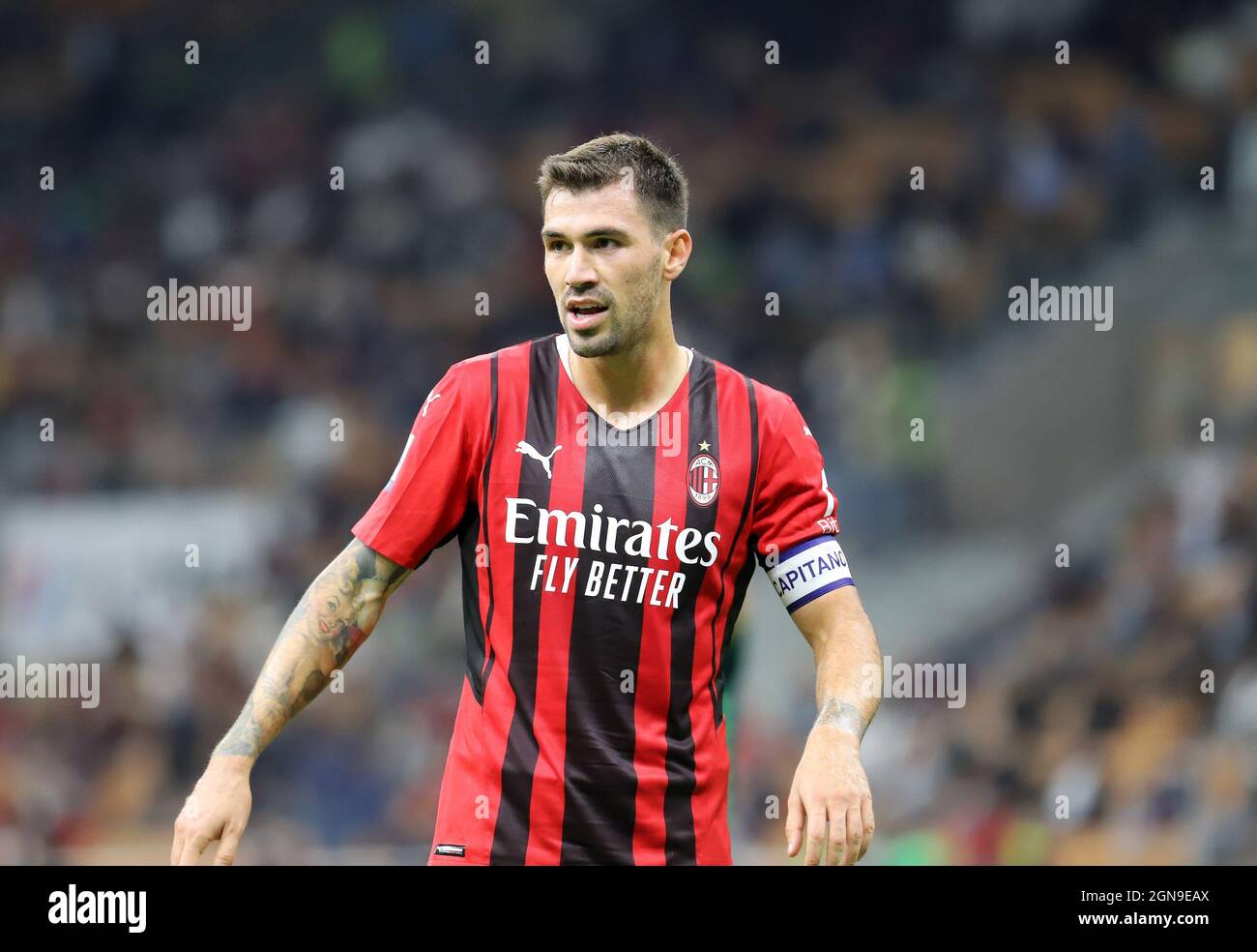 Milano, Italy. 22nd Sep, 2021. Alessio Romagnoli Capitan of AC Milan ...
