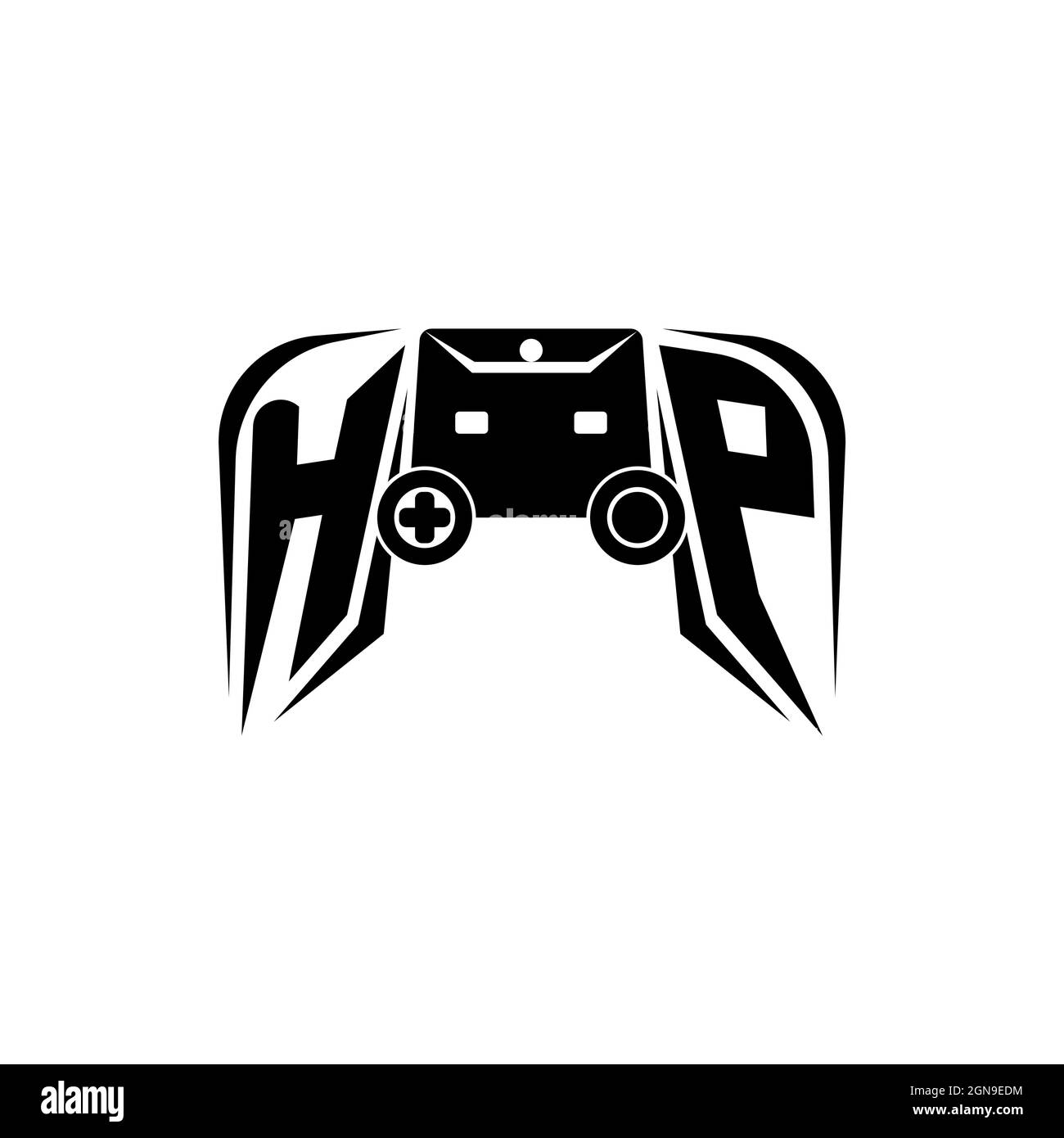 HP Initial ESport gaming logo. Game console shape style vector template ...