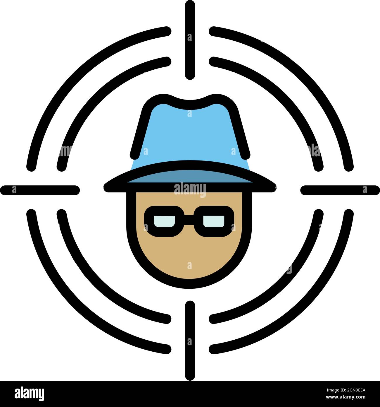 Hacker target icon. Outline hacker target vector icon color flat ...