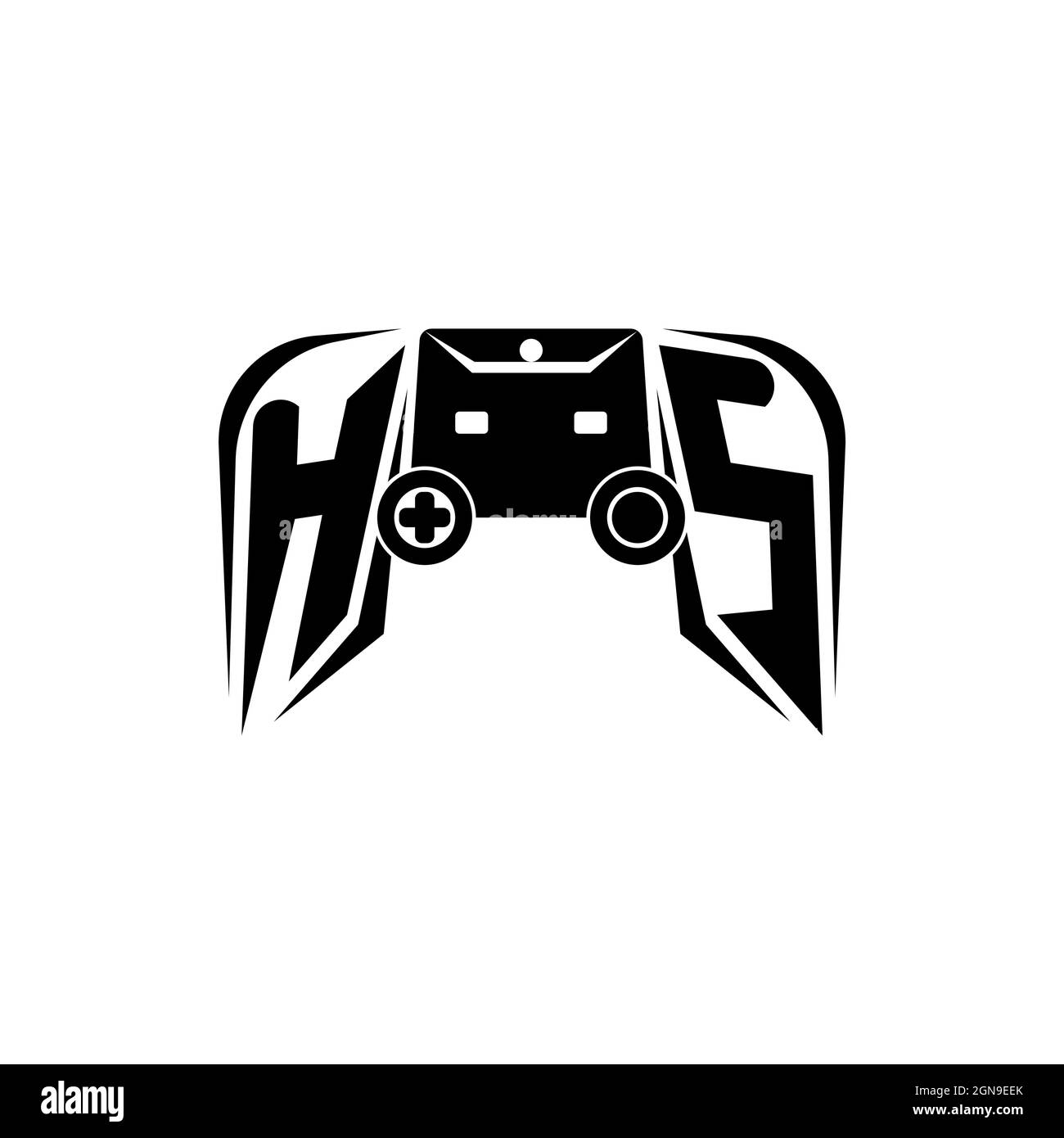HS Initial ESport gaming logo. Game console shape style vector template ...