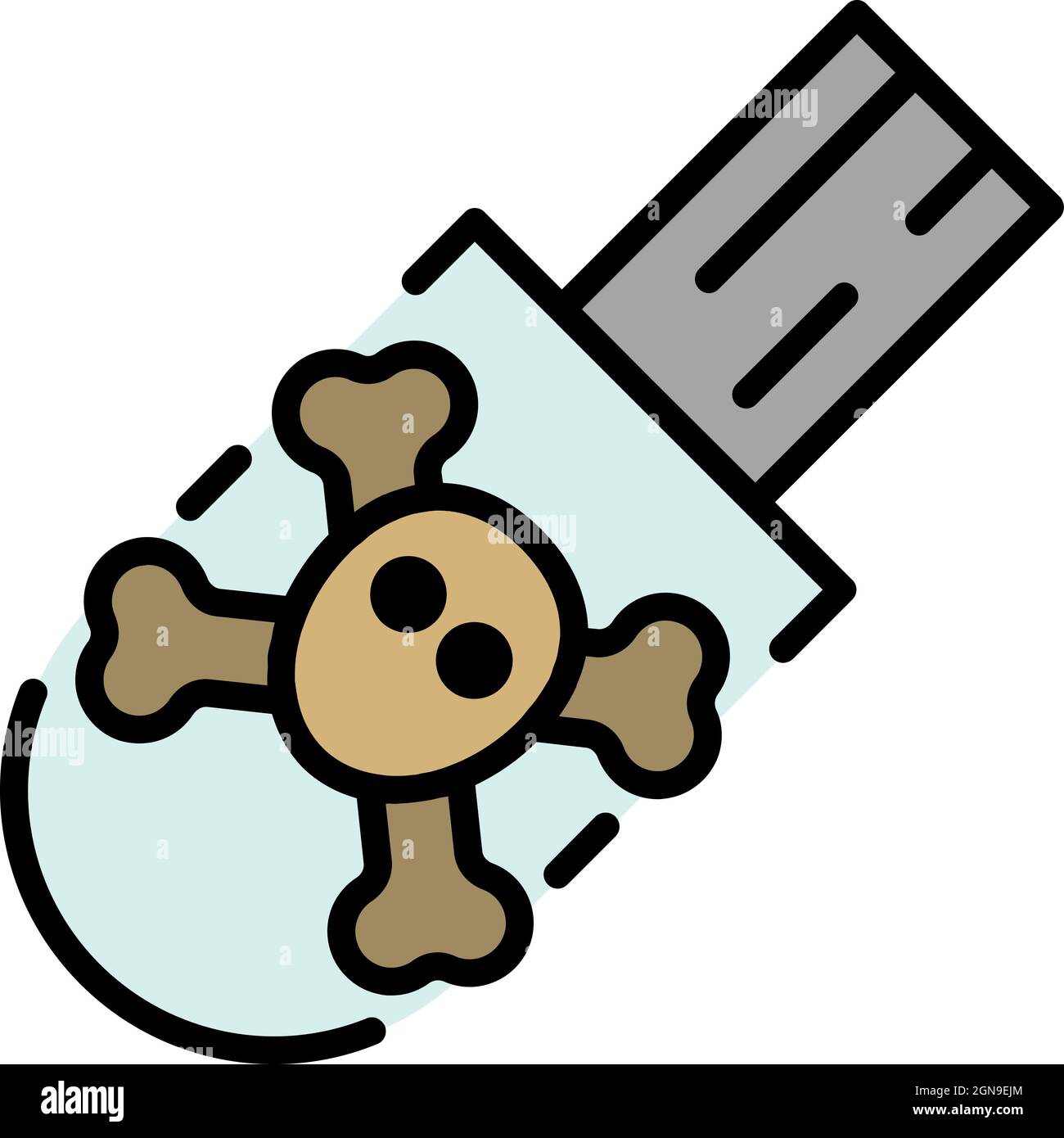 Hacker usb flash icon. Outline hacker usb flash vector icon color flat ...