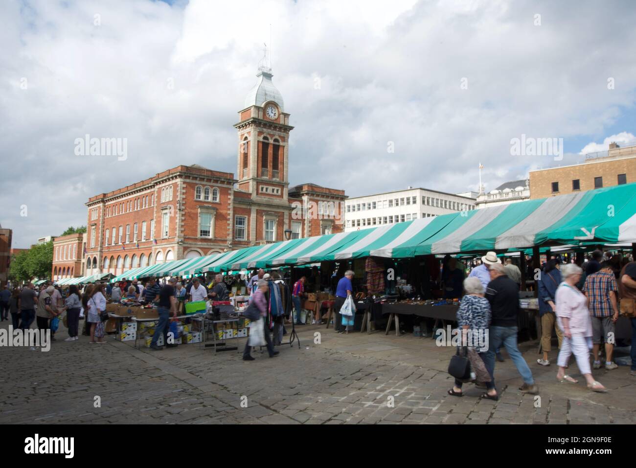Chesterfield market in the town centre outside the market hall hi-res ...