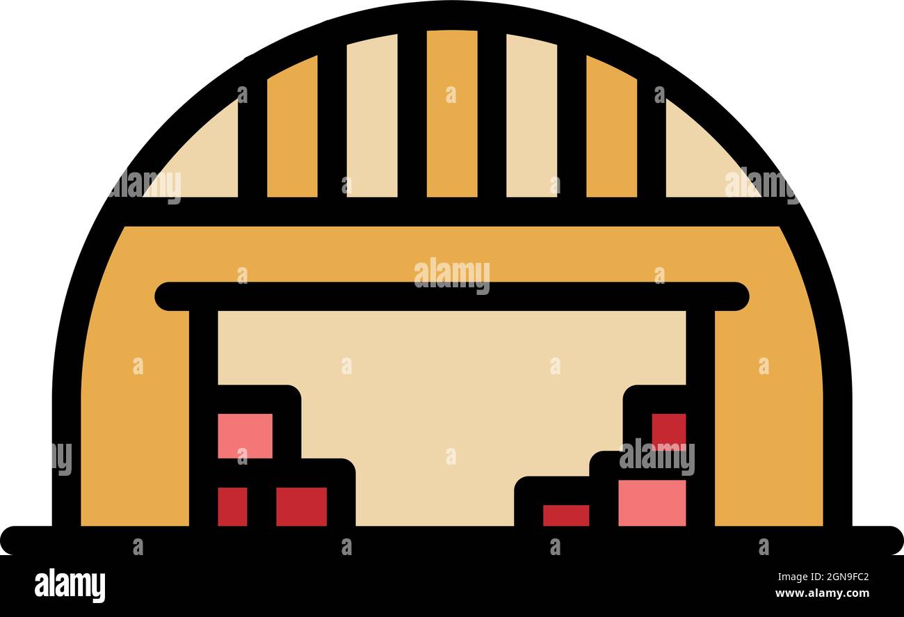 Full hangar icon. Outline full hangar vector icon color flat isolated ...